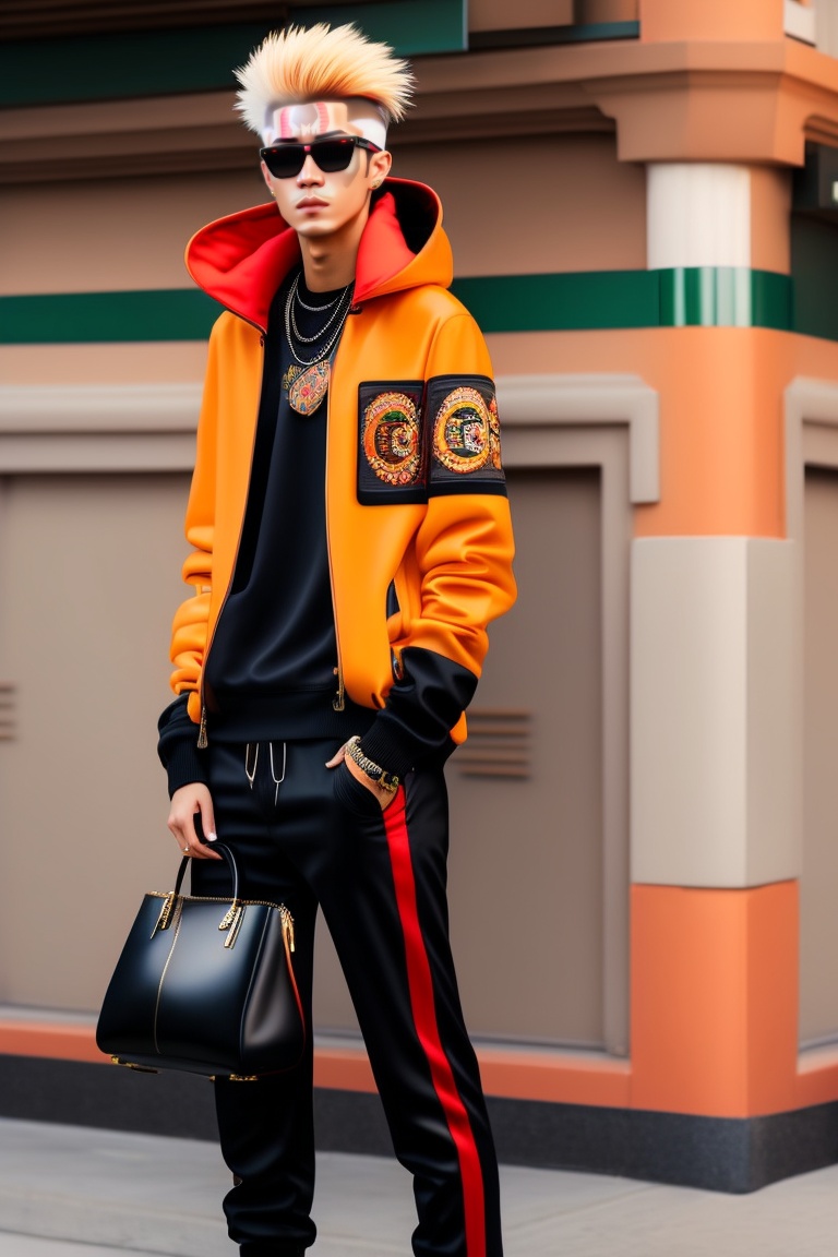 Lexica - Naruto in Gucci, Gucci pants, Gucci bag, Gucci pattern