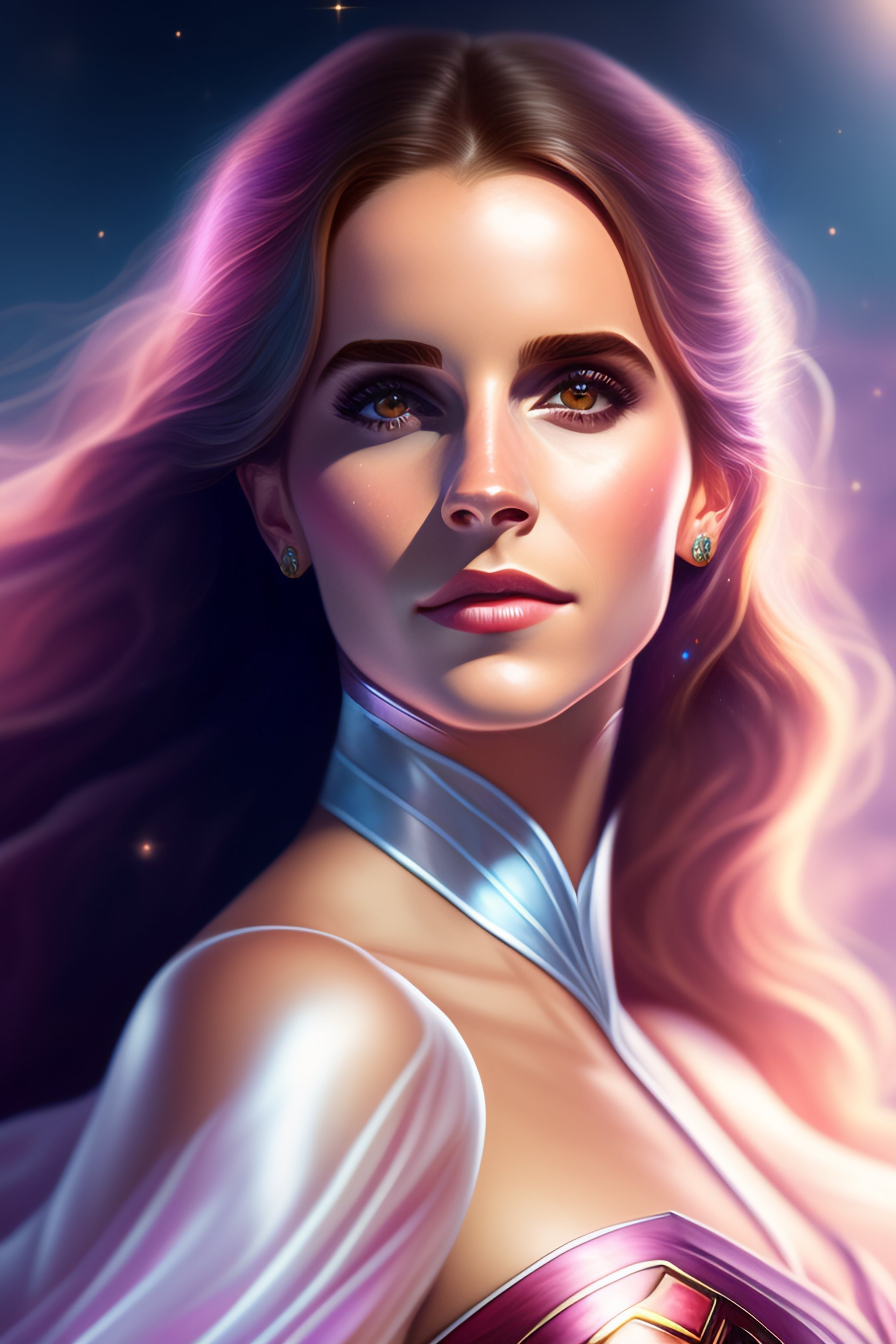 Lexica - Emma watson as nature magic celestial, superman pose, long ...