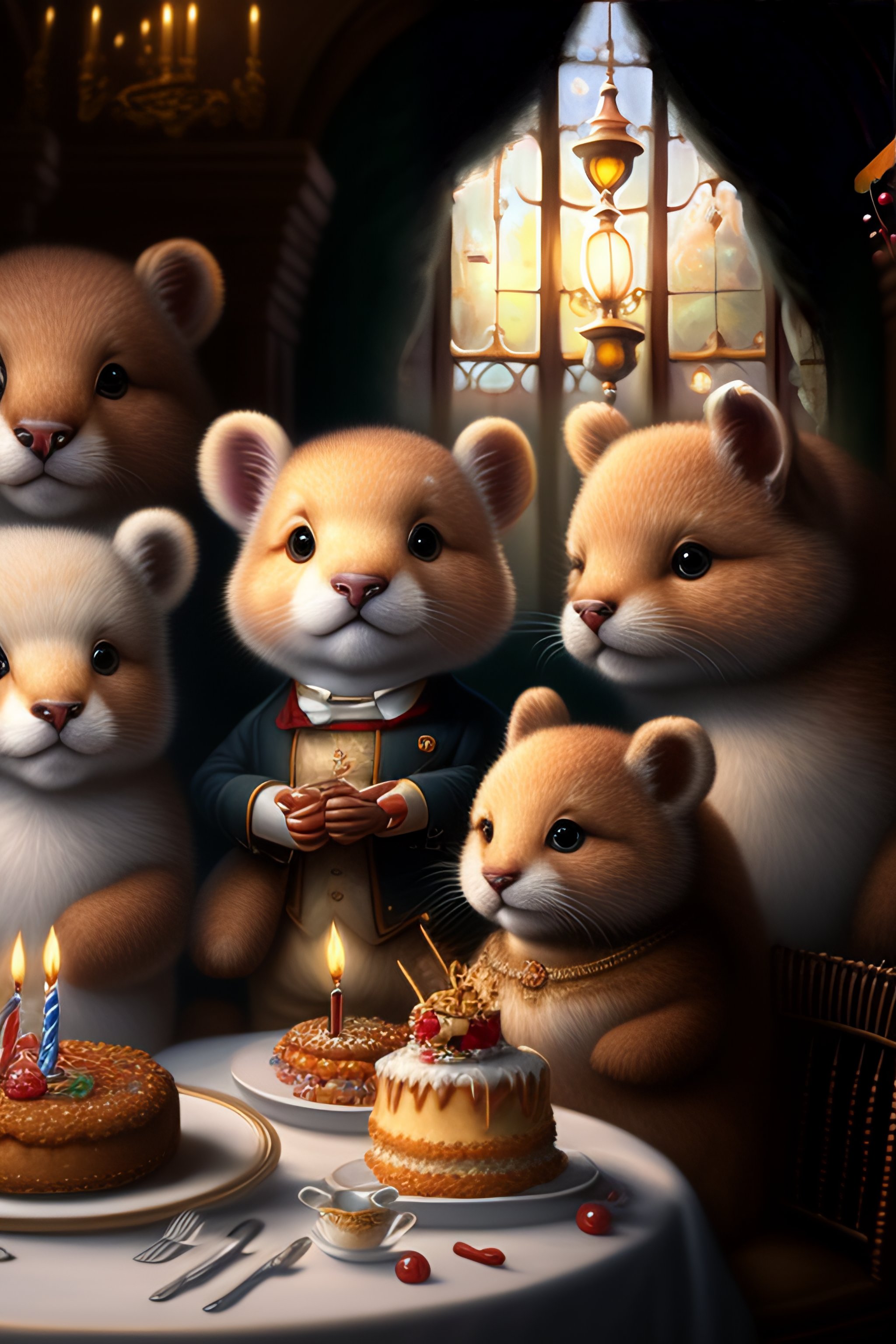 Lexica - Highly detailed group closeup portrait of teddys having a ...