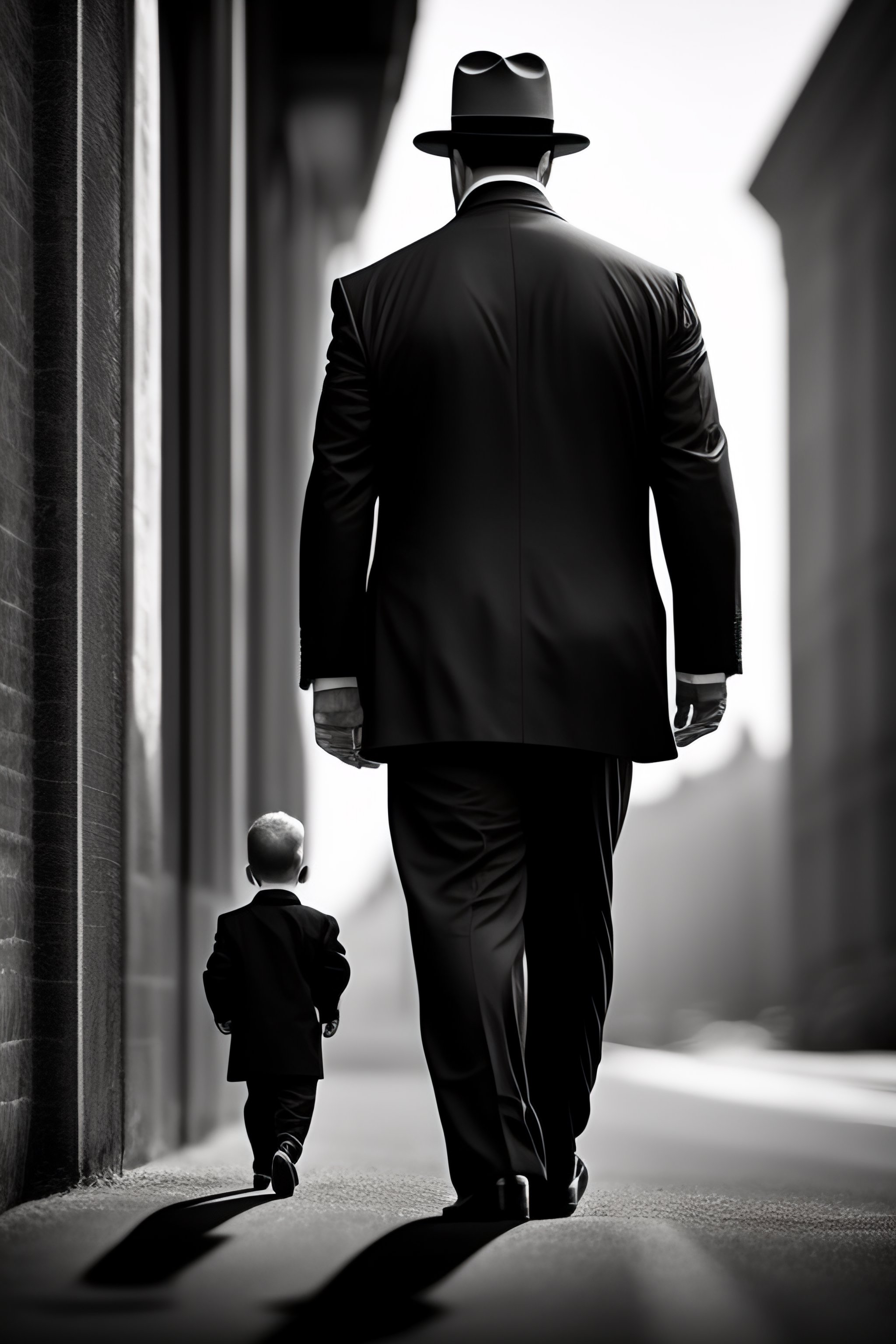 Lexica - Shadow of a mafia man walking and holding a tommy gun over his ...