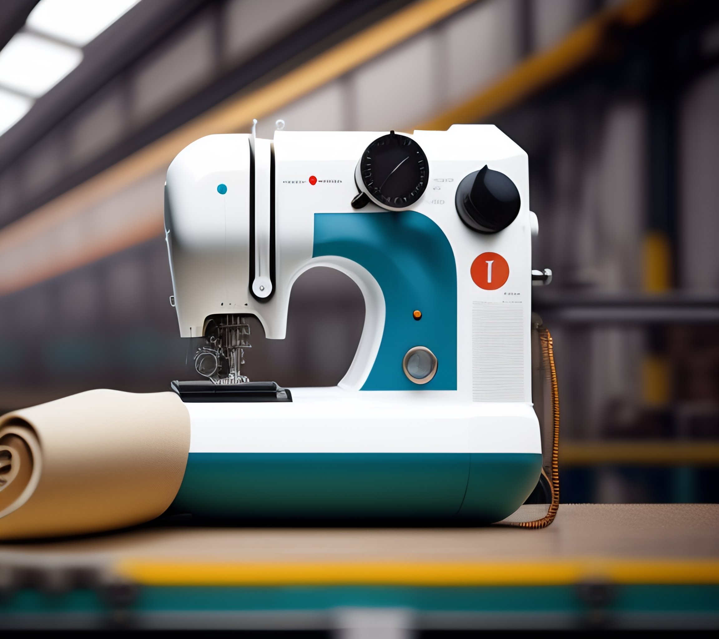 Lexica - A portable sack sewing machine working in a factory, white ...