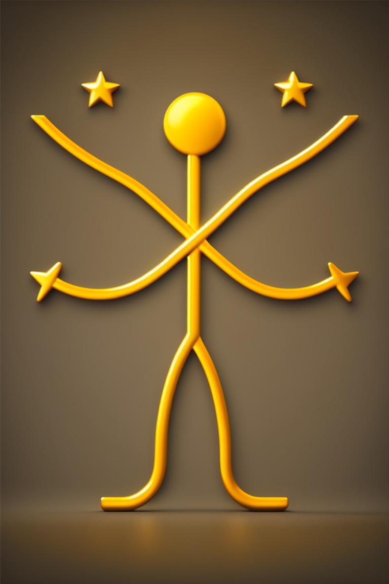 Lexica - Golden Stick figure, arms and legs outstretched
