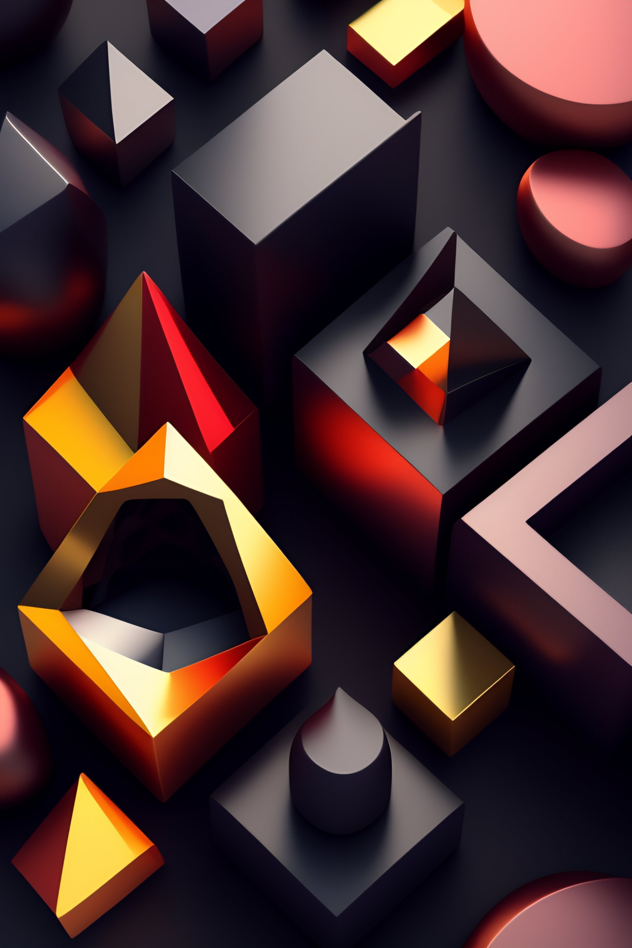 Lexica - Geometric 3d shapes, black bakground