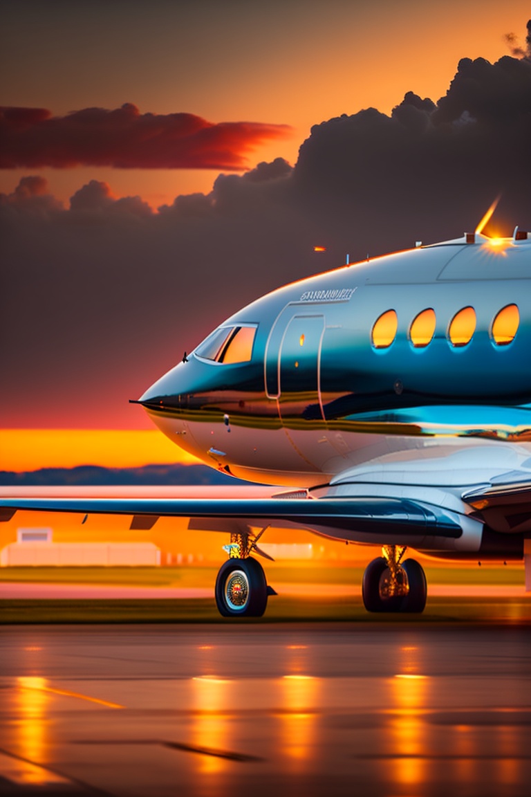 Lexica - ((("Private jet" ))) parked on a luxurious private airfield ...