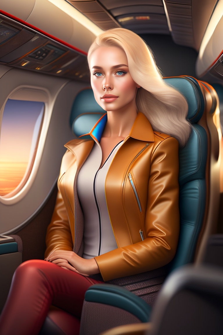 Lexica - Blonde woman, full body, on the plane, hyper realistic, hdr, 8k