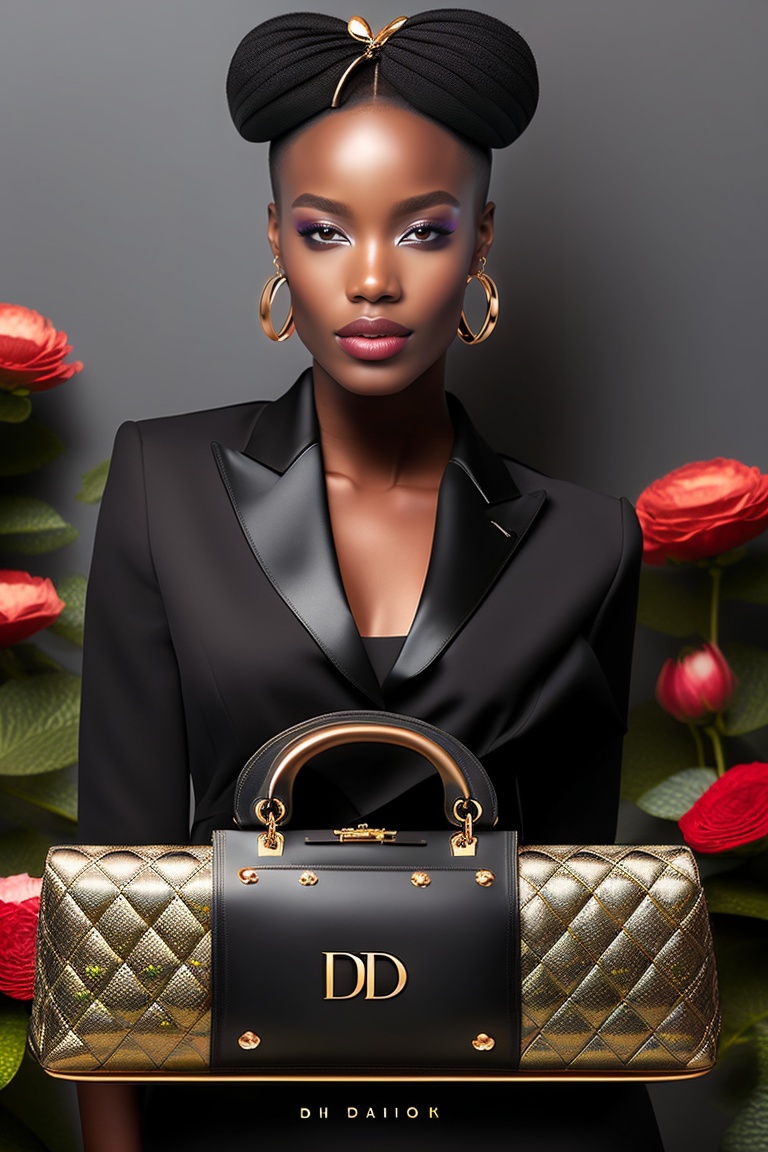 Lexica - Realistic woman with black lady dior bag, advertising campain ...