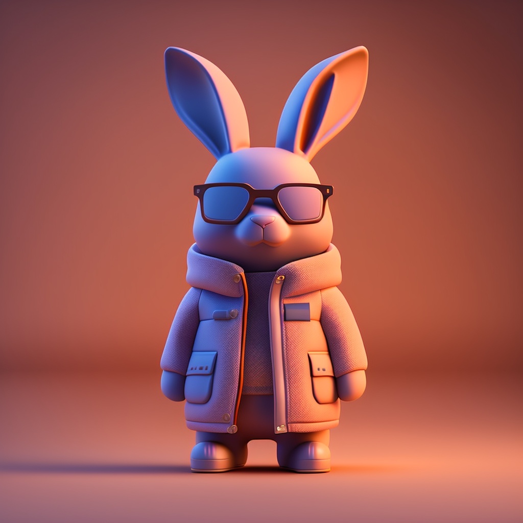 Lexica - An iconic 3D clay render of a pop rabbit in a trendy outfit ...