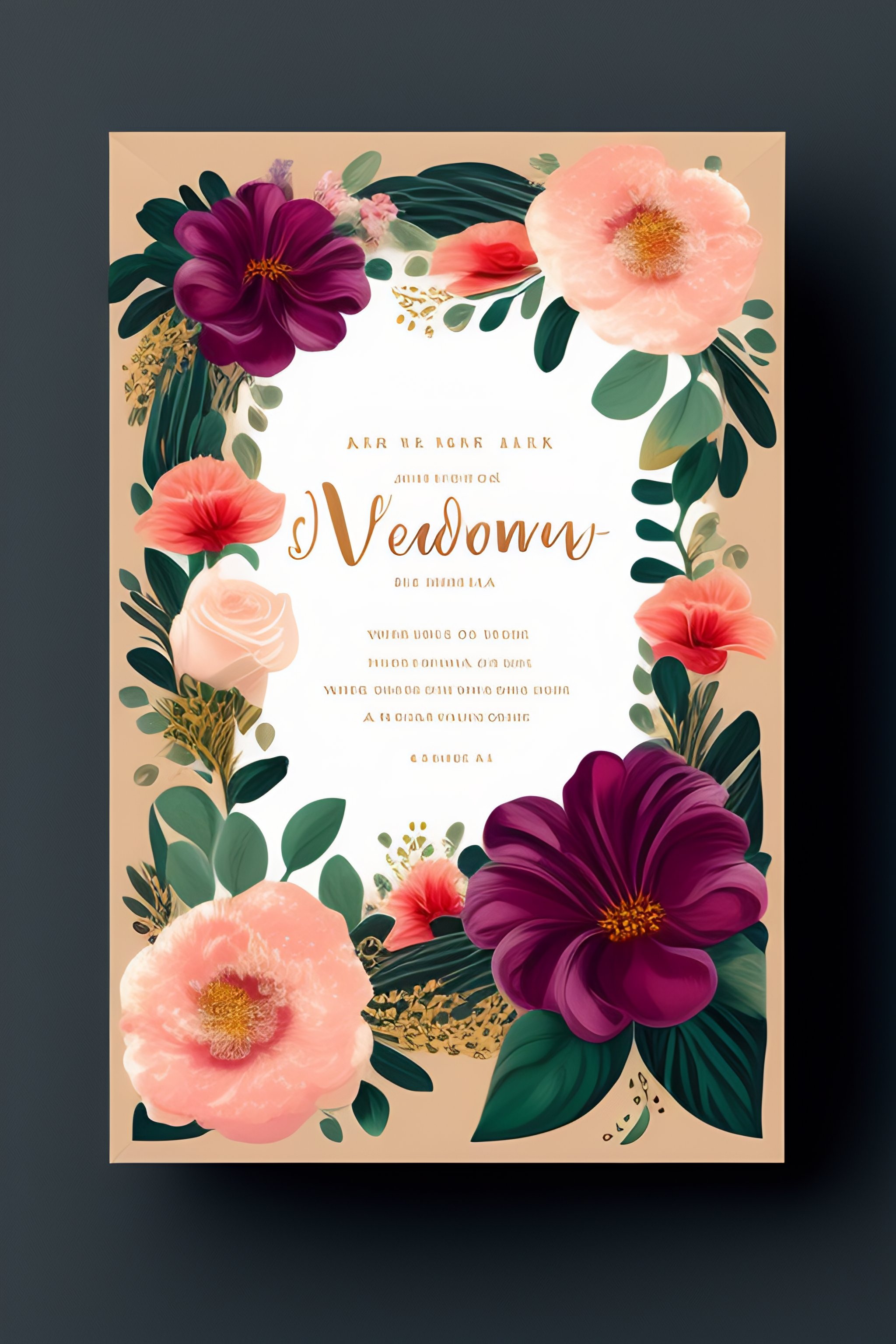 Lexica - Wedding welcome card with flowers border