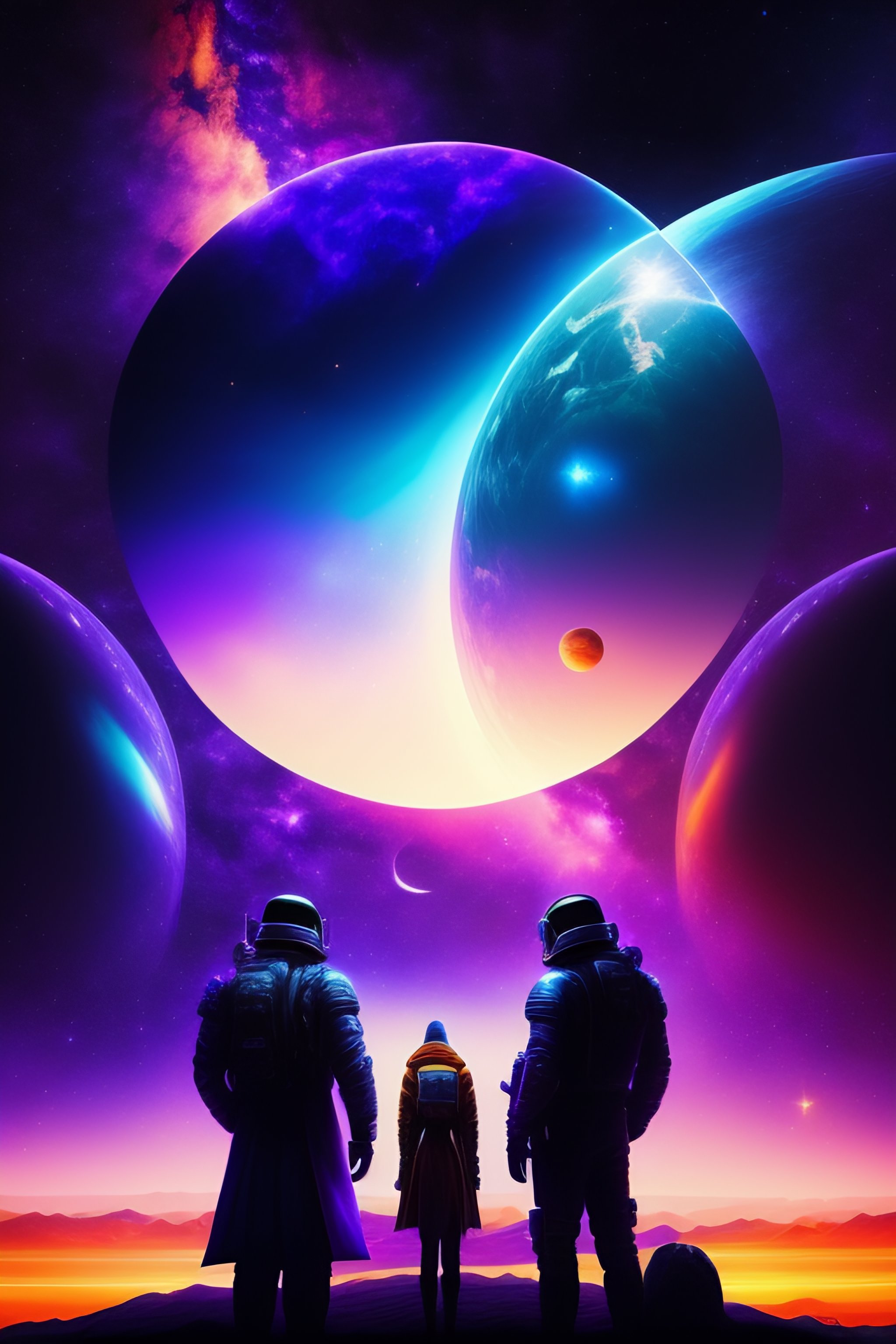 Lexica - A fantastic space scene, in a magnificent planet, detectives ...