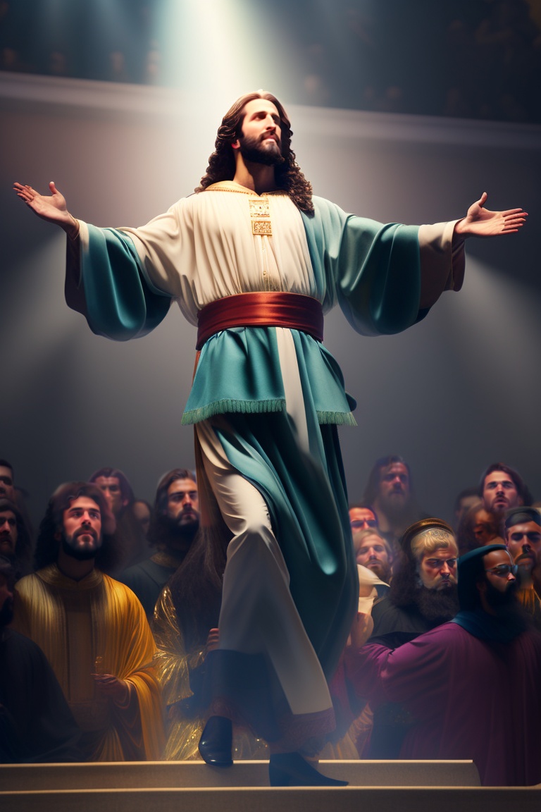 Lexica - A profound image of Jesus standing before a gathering of ...