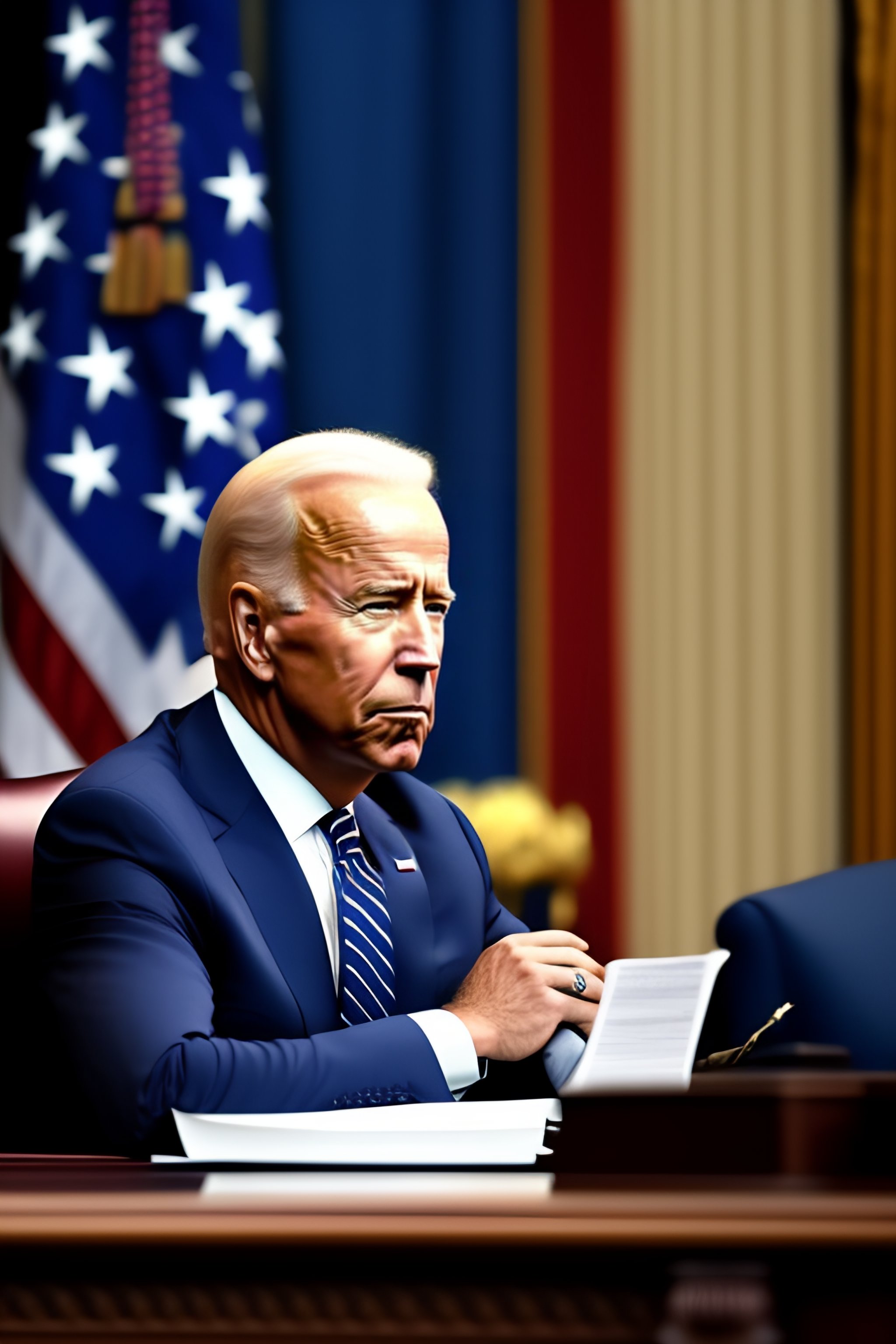 Lexica - Portrait of joe biden sleeping at the resolute desk