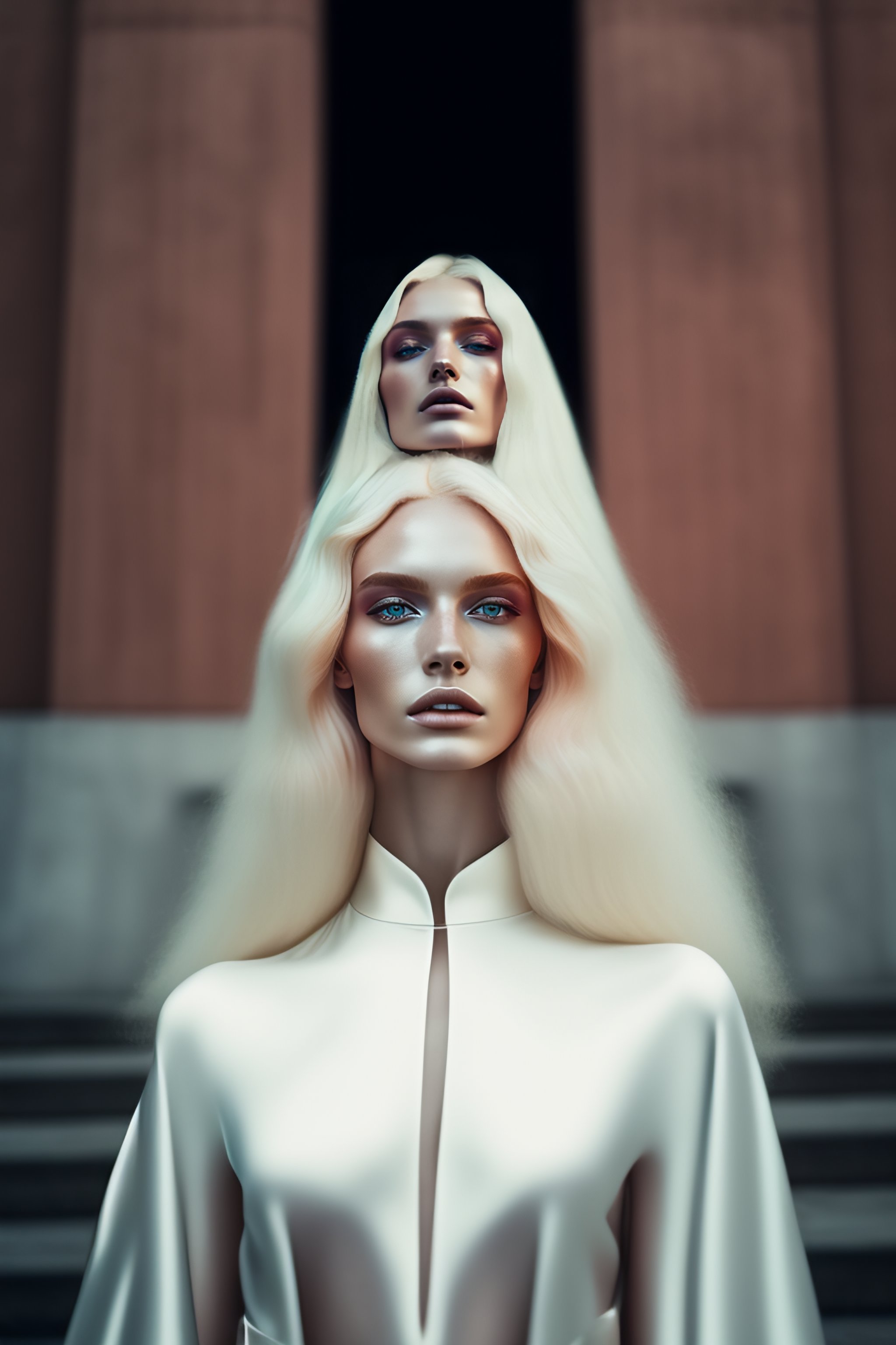 Lexica - Portrait of haute couture beautiful albino fashion model with ...