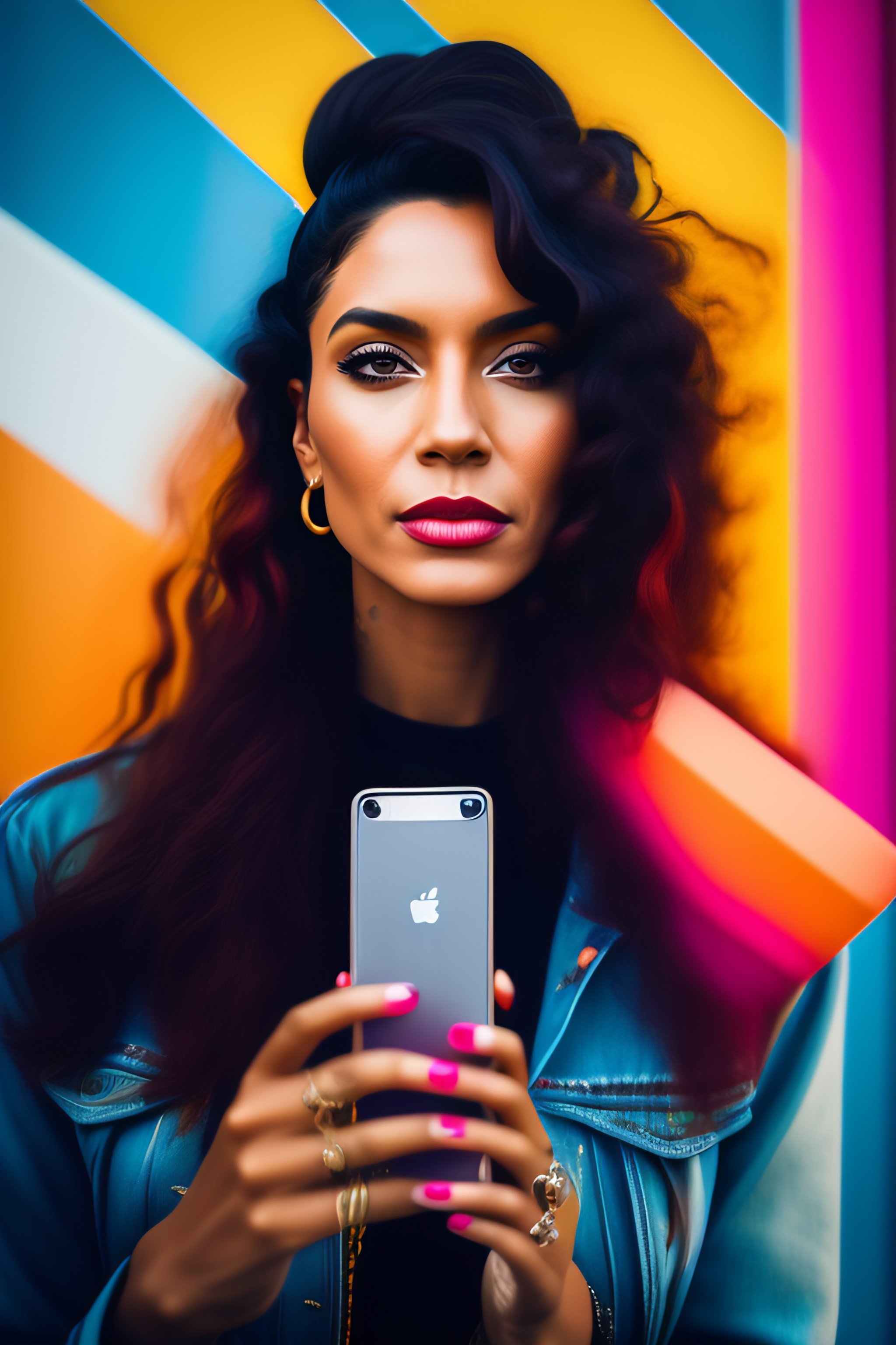 Lexica - A woman taking a picture with her cell phone, selfie of a ...