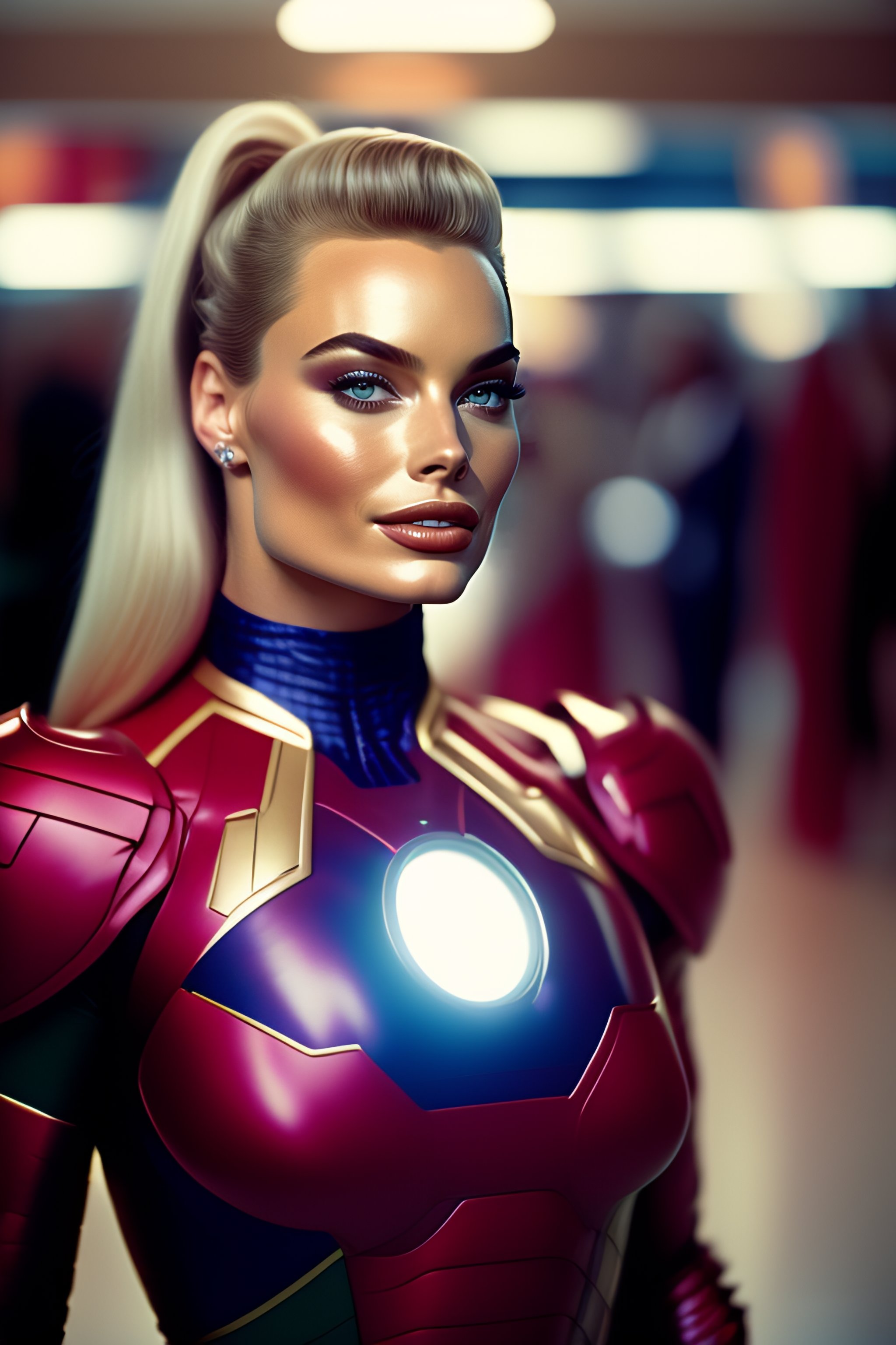 Lexica - Margot robbie pretty face as kim kardashian body as iron man ...