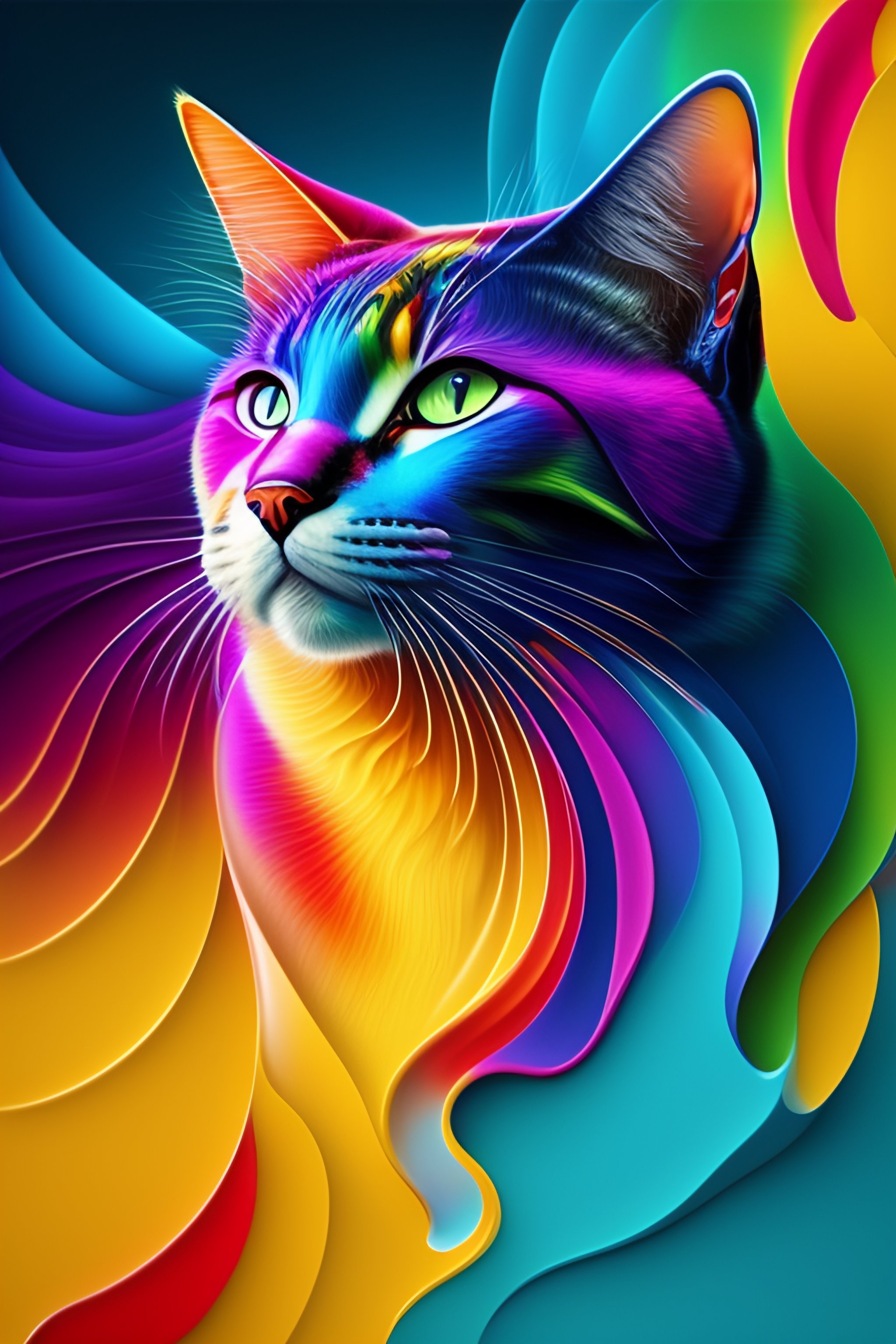 Lexica - Colorful abstract painting,cat with colorful pain,, water ...