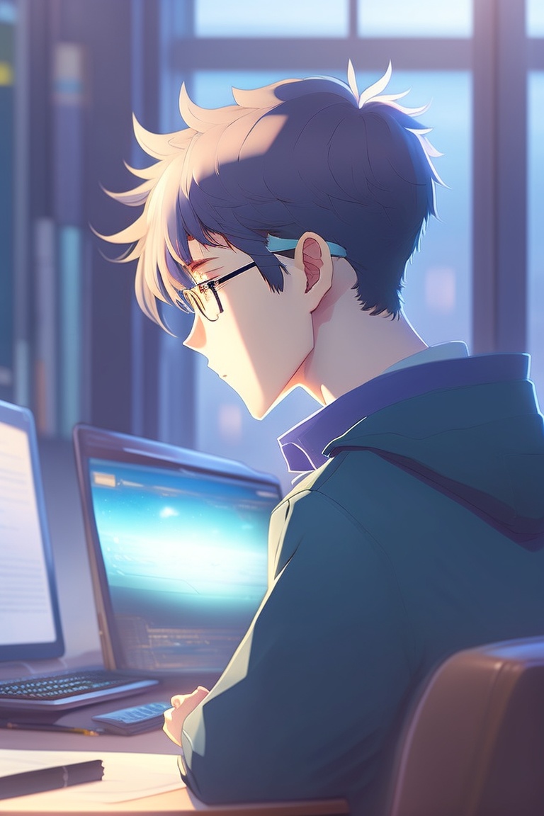 Lexica - A nerdy anime boy is looking for solutions,depression, in the ...