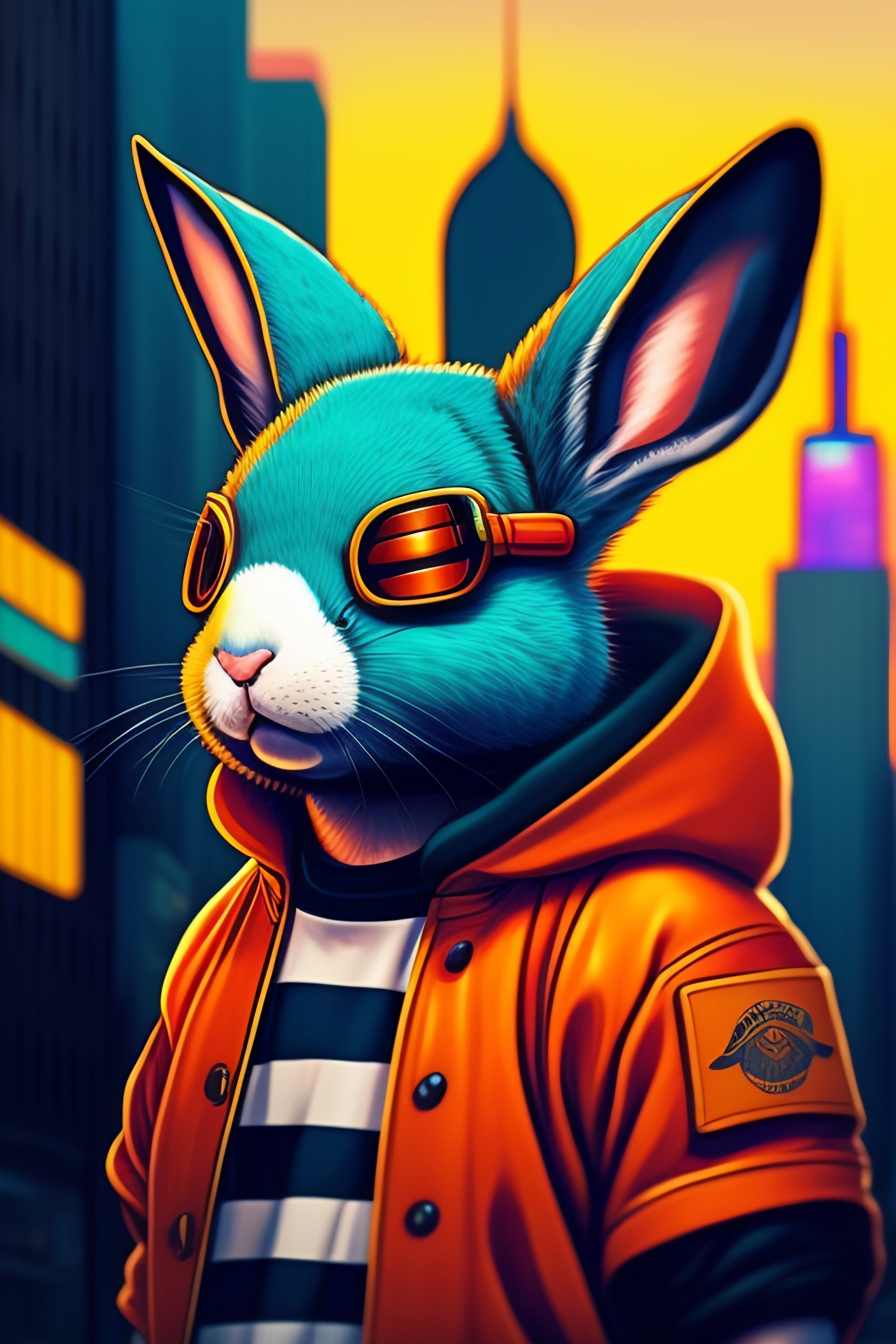 Lexica - Photo of fusion of a RABBIT moster in city streets , style of ...