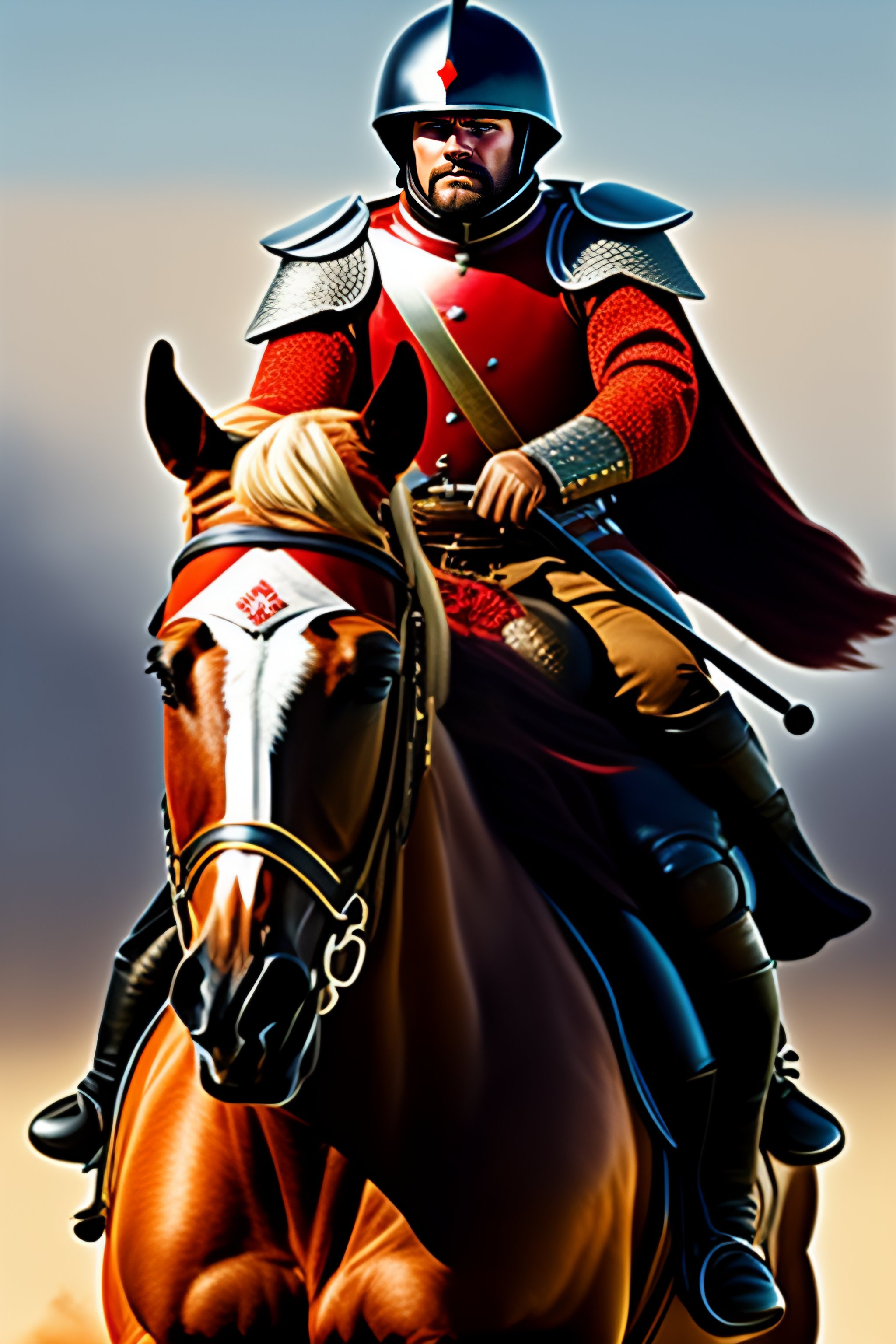 Lexica - Portrait of a Soviet knight riding into battle