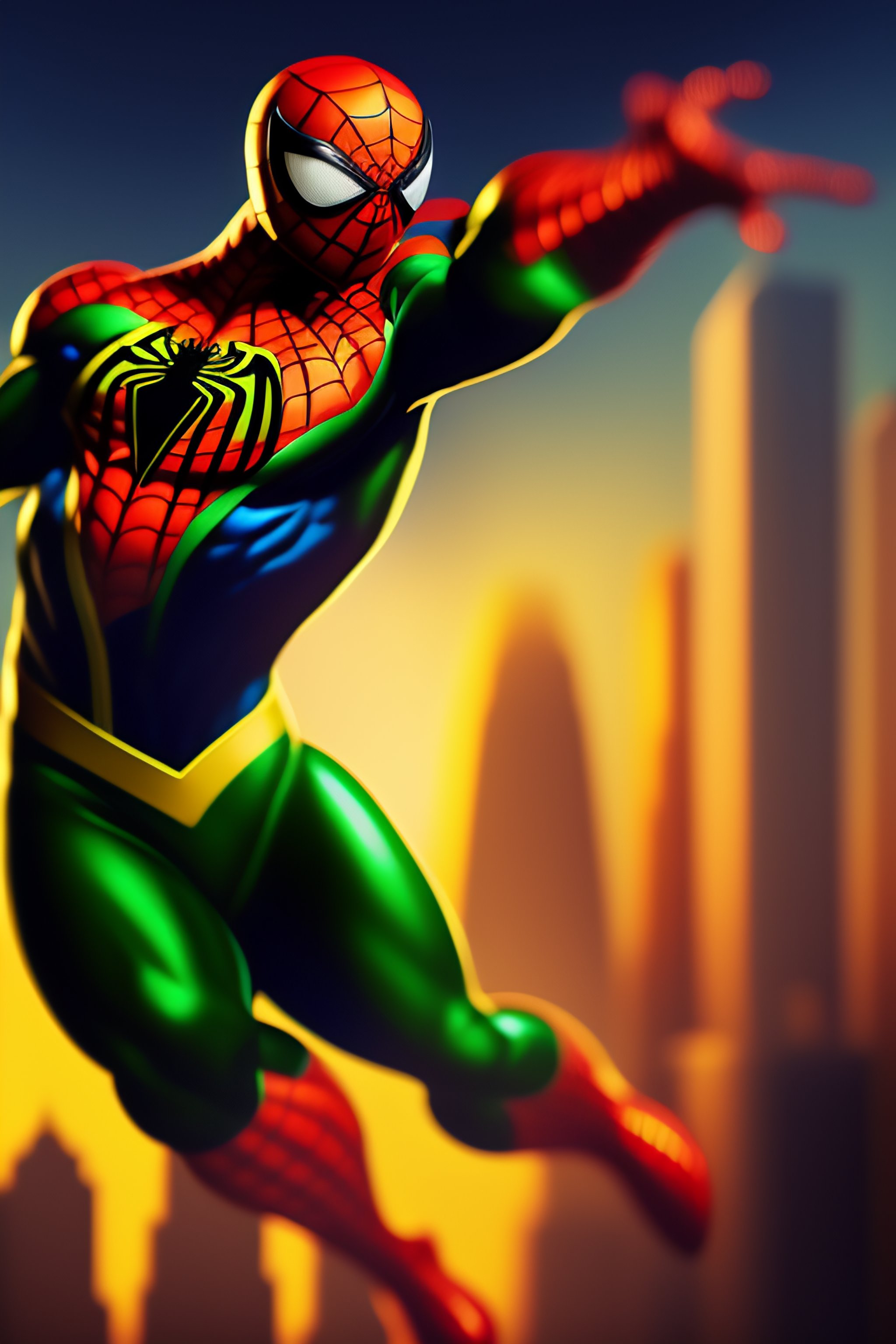 Lexica - Create a 3D cartoon rendering of Spiderman wearing a only ...