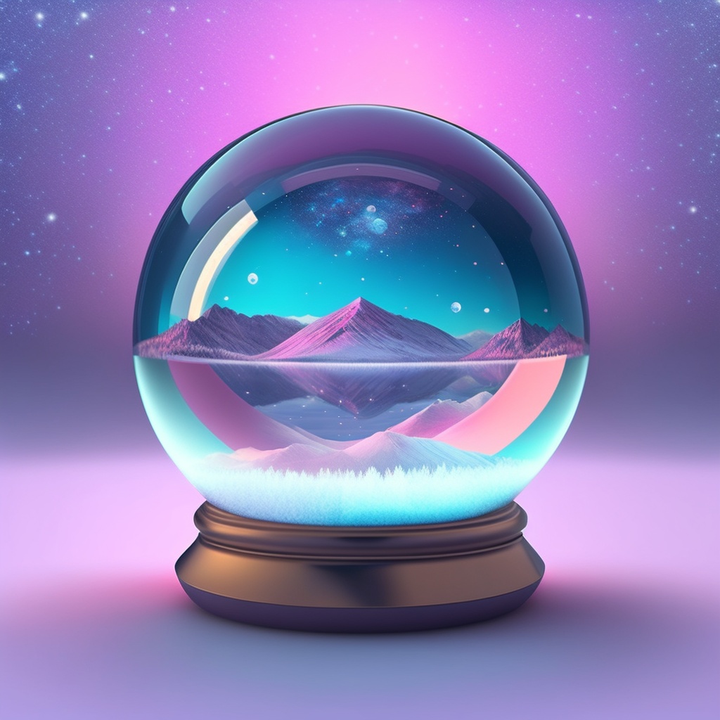 Lexica - Beautiful crystal ball, snow, romance, pink and blue, baby