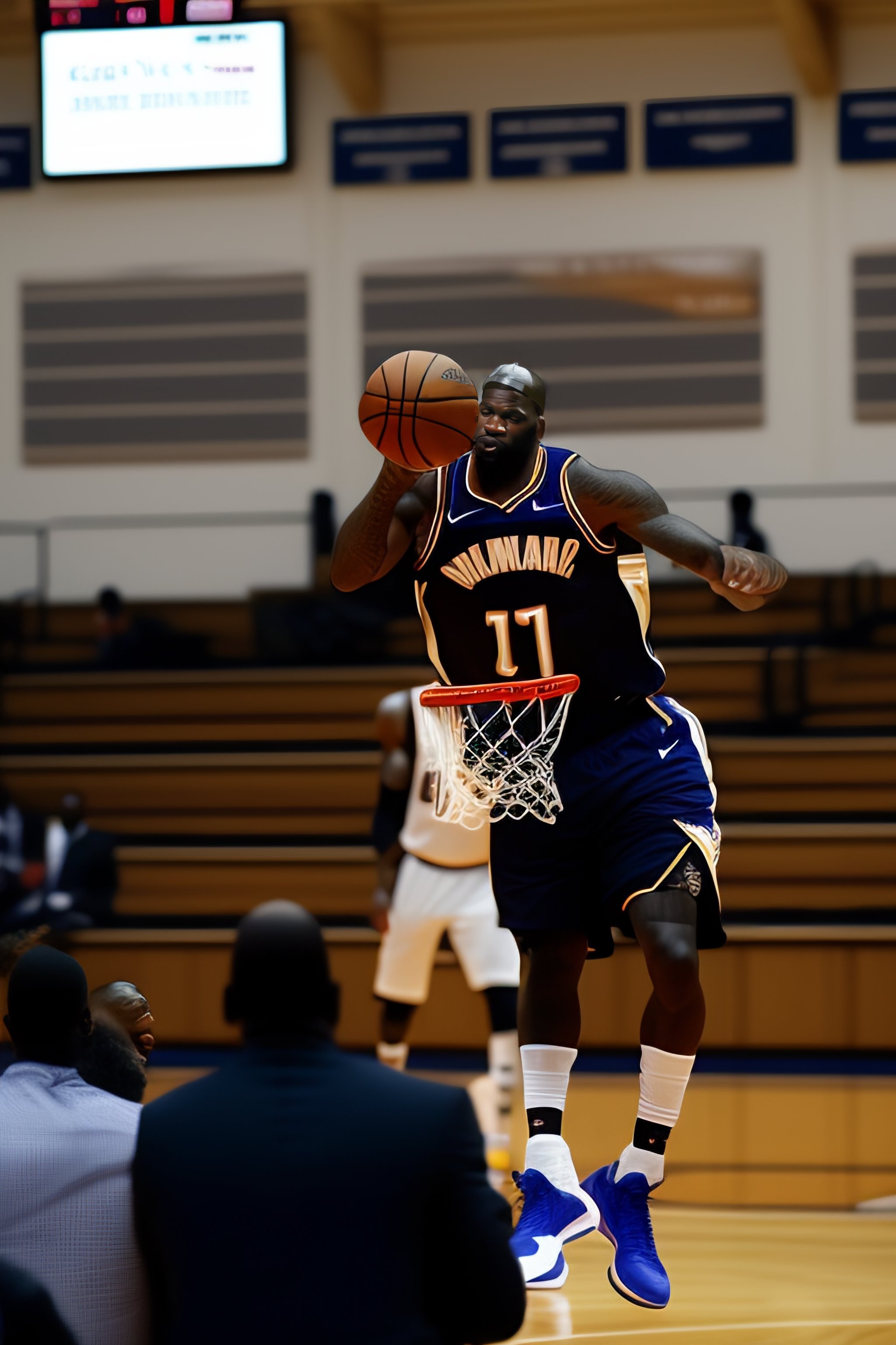 Lexica - Cat dunking on shaquille oneal in a lecture hall