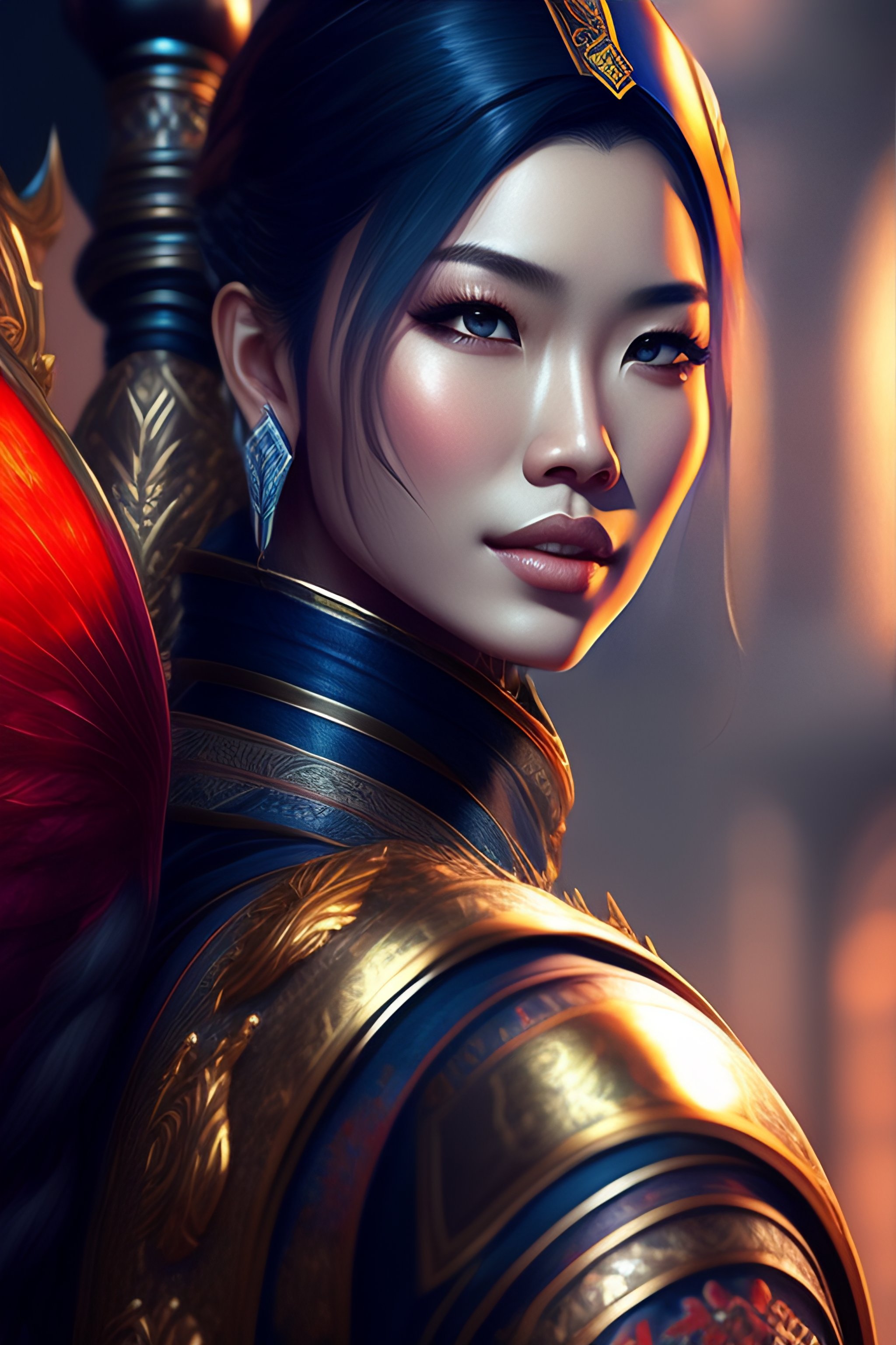 Lexica - Mixed asian and white cityguard, intimidating d & d character ...