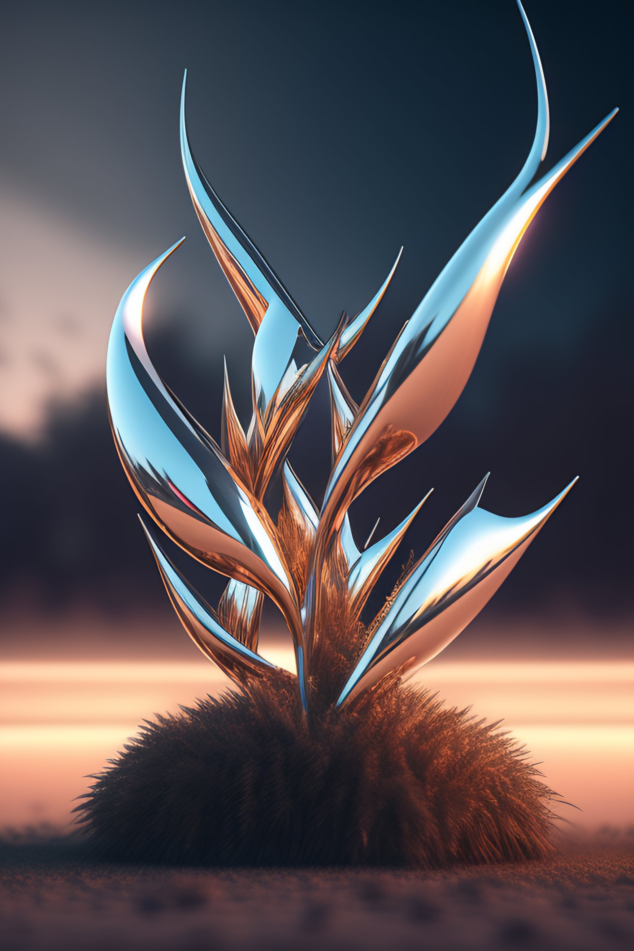 Lexica - 3 d photographic render of a chrome neotribal thorns and ...