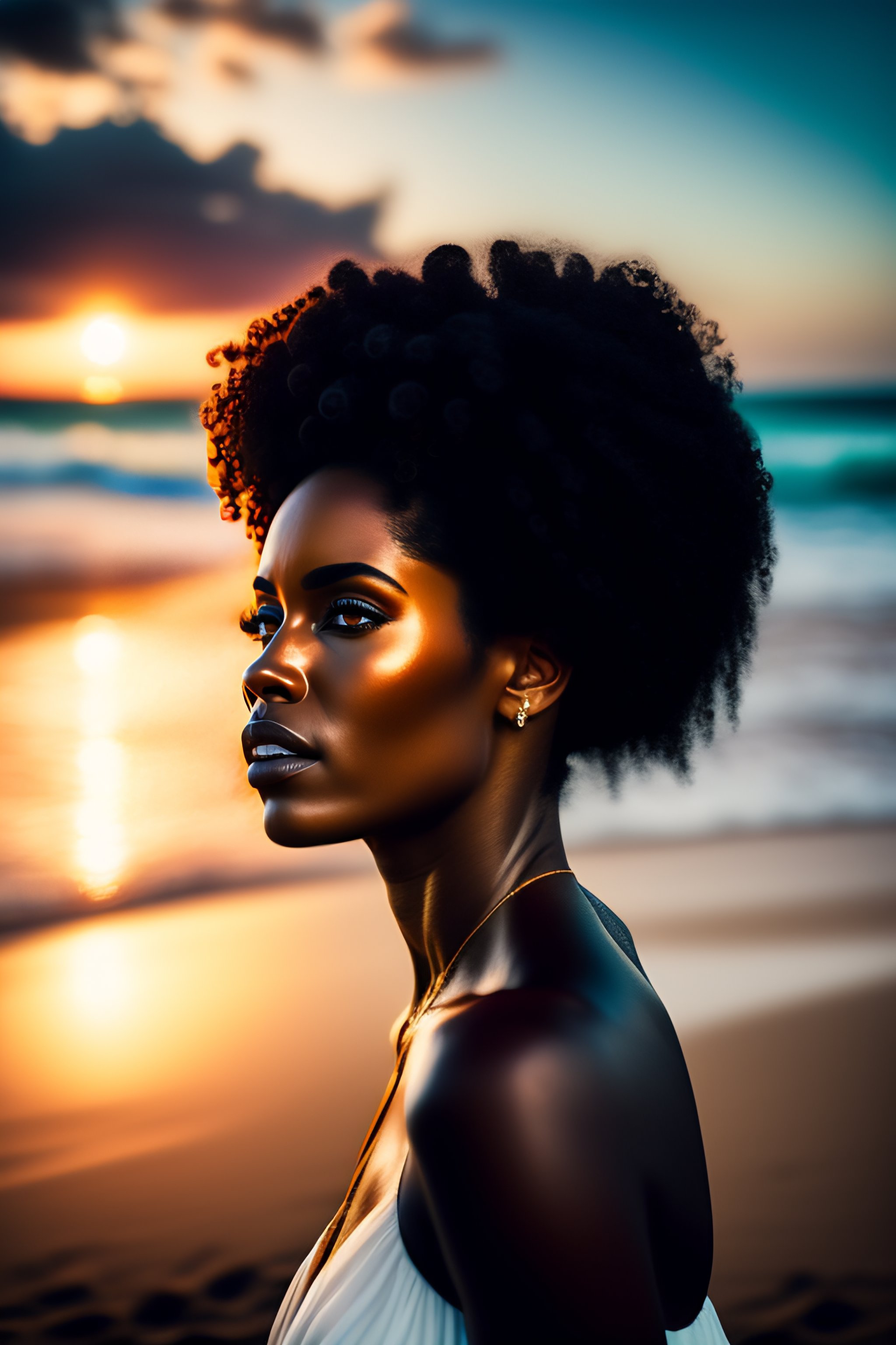 Lexica - Dream foto of a very beautiful curly black woman, highly detailed, cinematic, dramatic ...