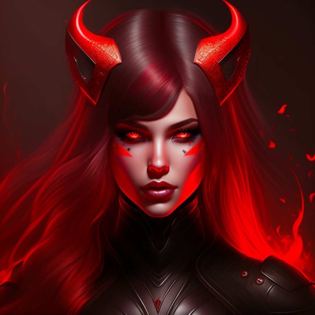 Lexica - Beautiful demon girl, background black and red