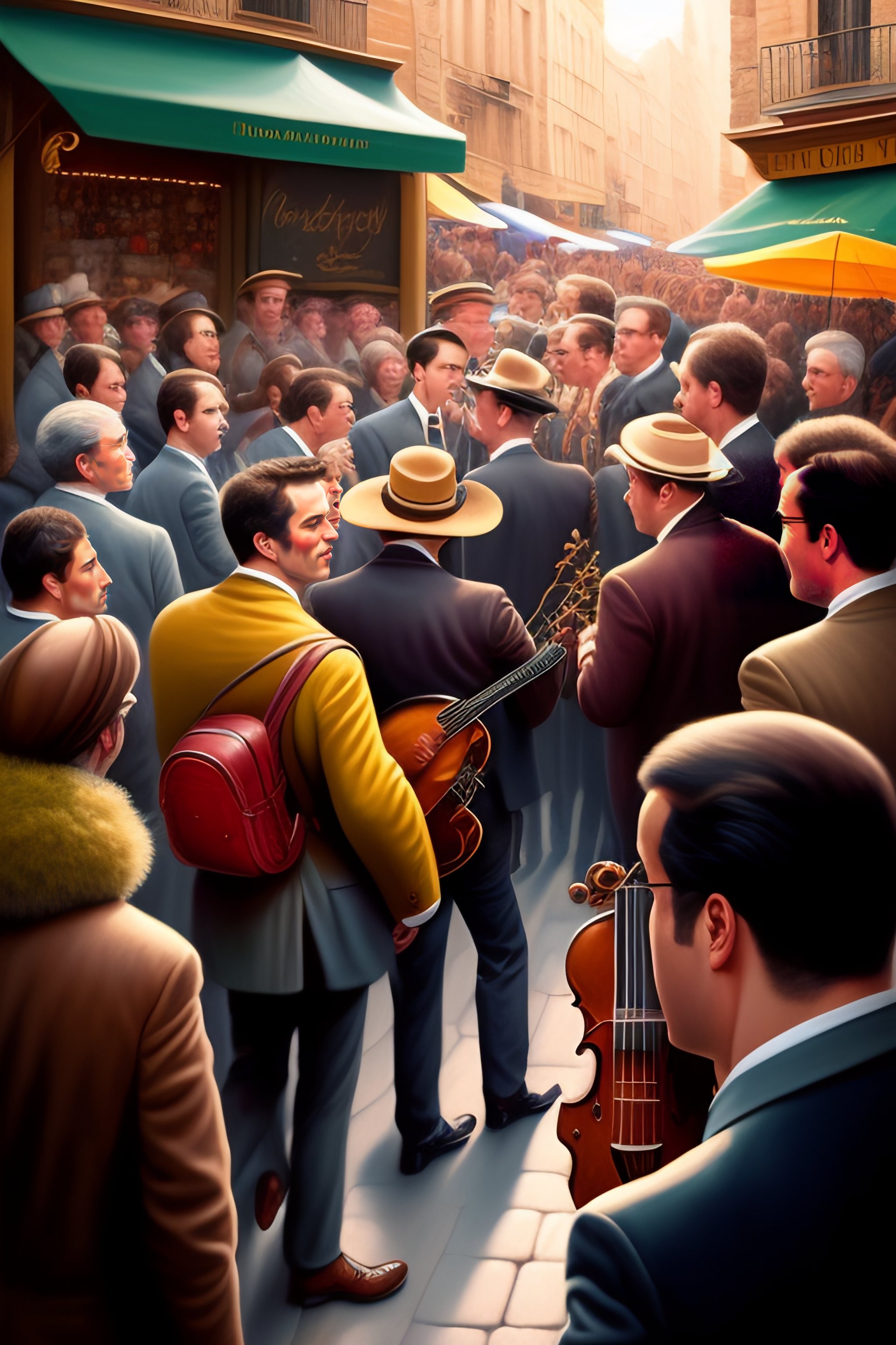 Lexica - A group of musicians performing in a crowded street ...