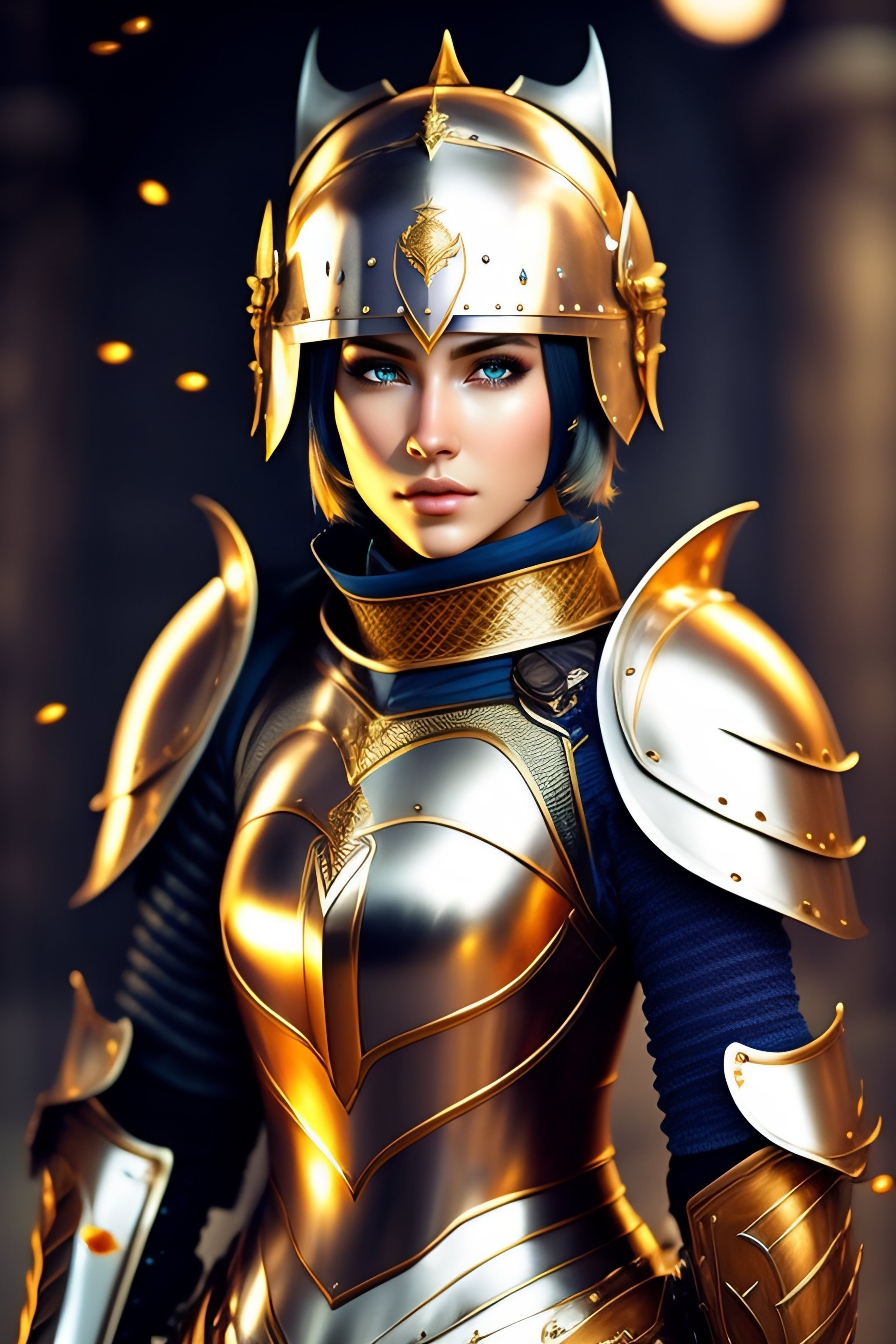 Lexica - Magical knight, plate armor, helmet, solo, {very short hair ...