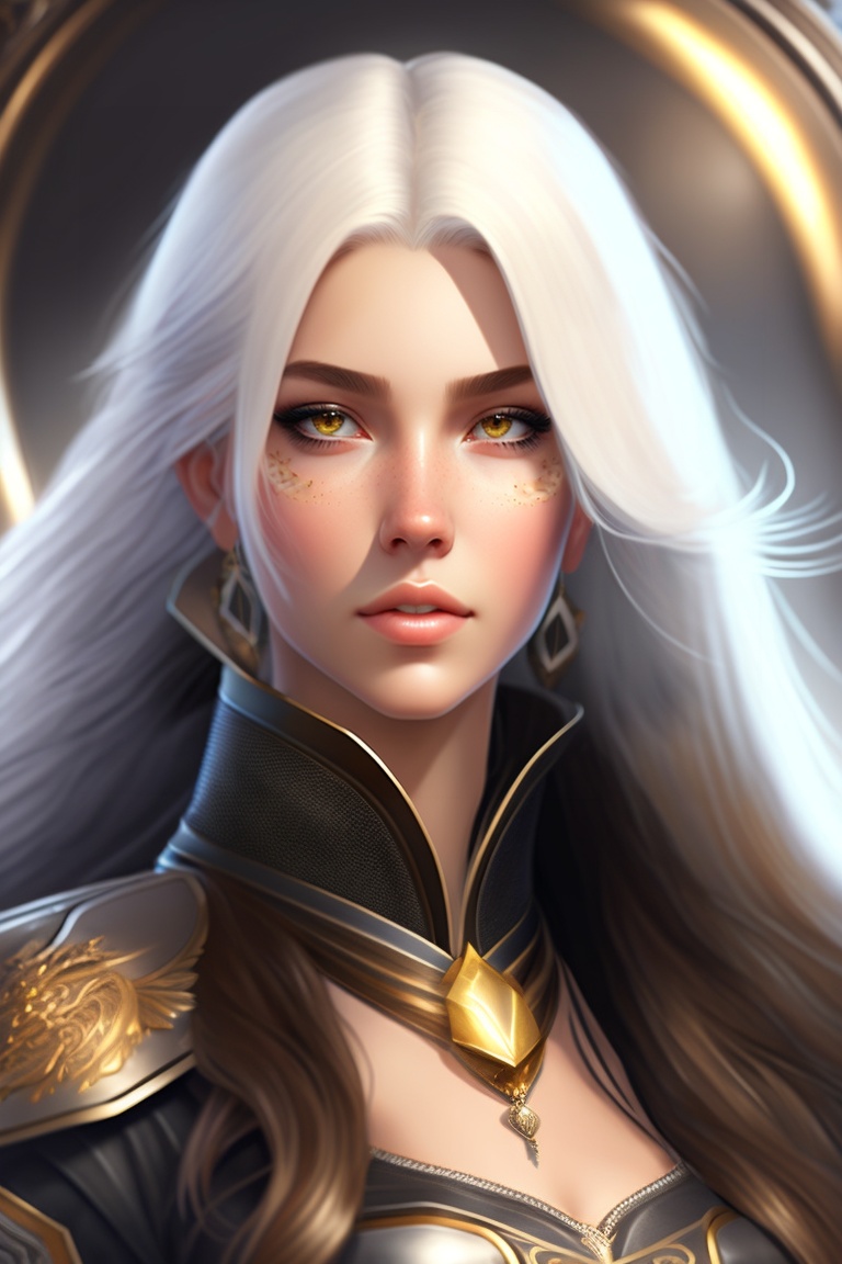 Lexica - A beautiful assassin girl with gold eyes and long silver hair ...