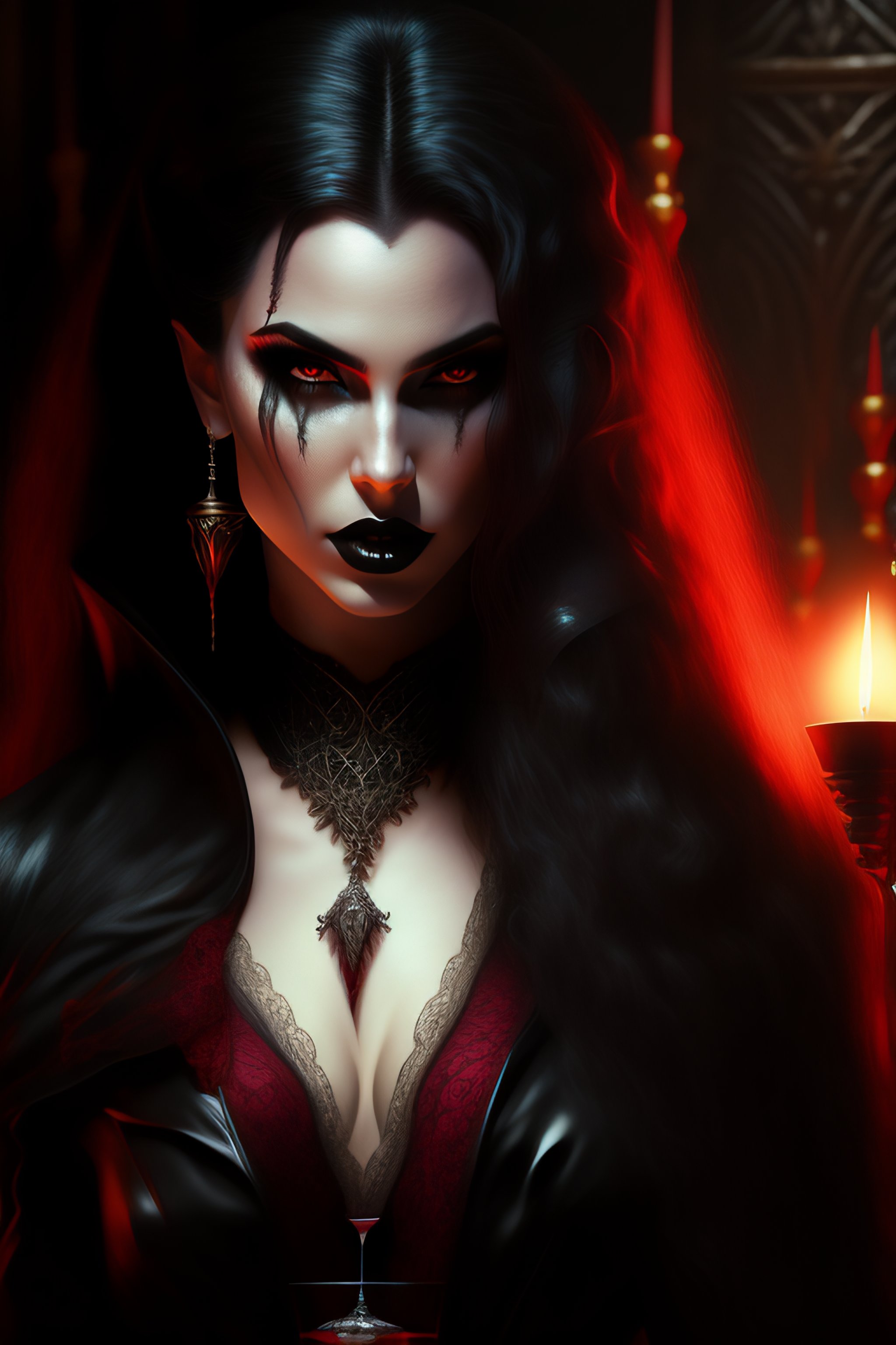 Lexica - Female random vampire, full body cinematic style digital art render with gothic look ...
