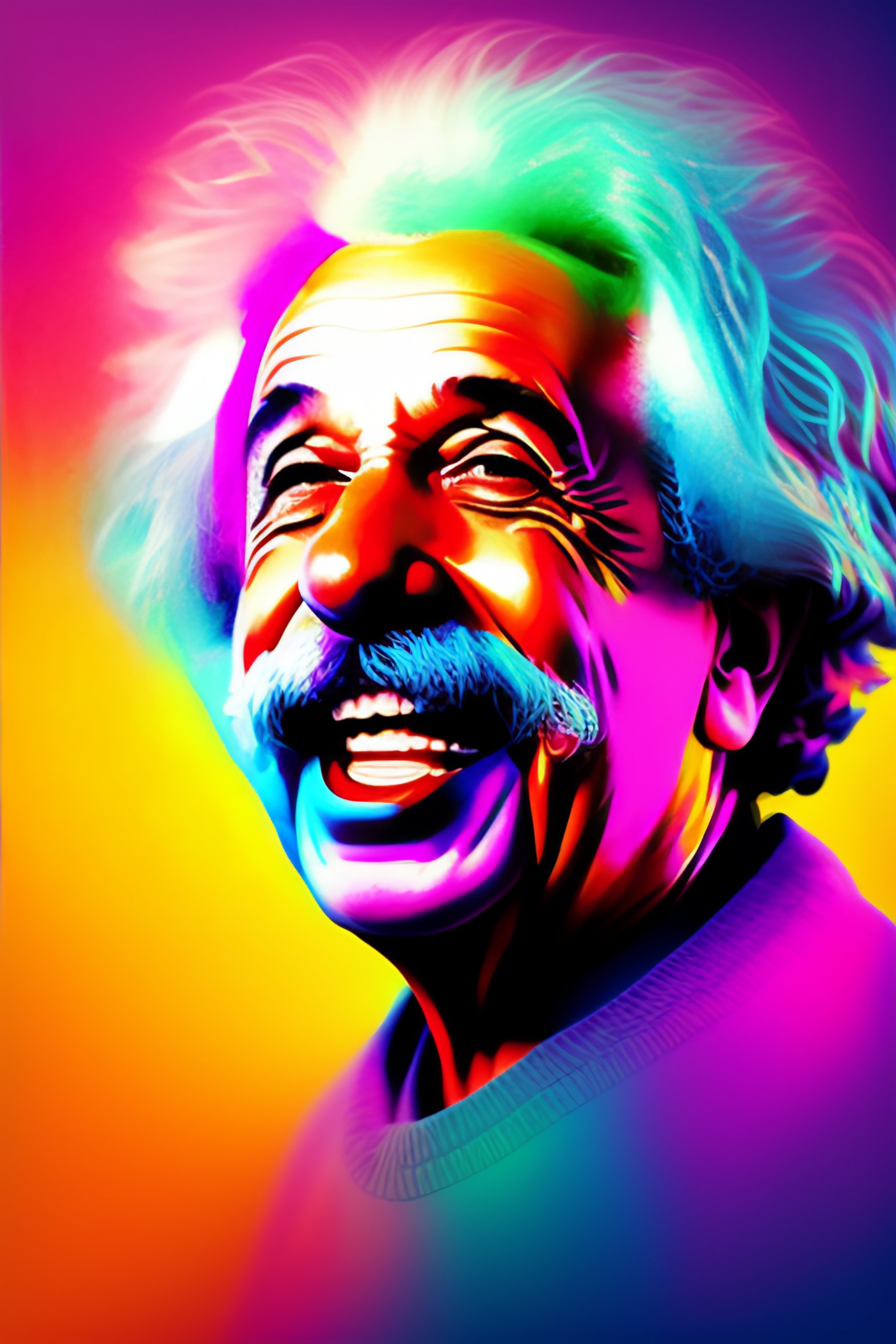 Lexica - Colorful vibrant portrait of albert einstein laughing out loud