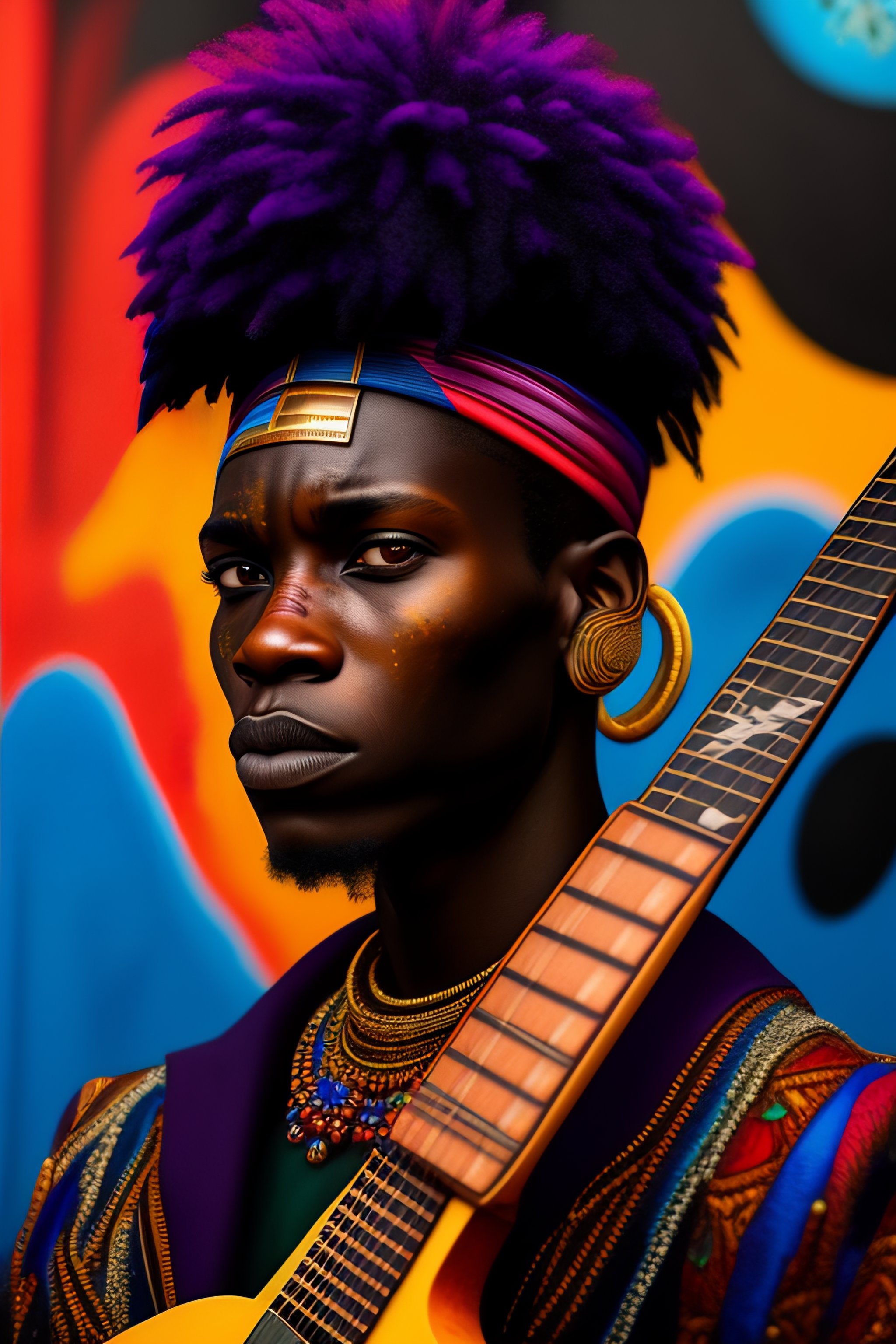 Lexica - A funny punk rock African characters with guitar and eye as ...