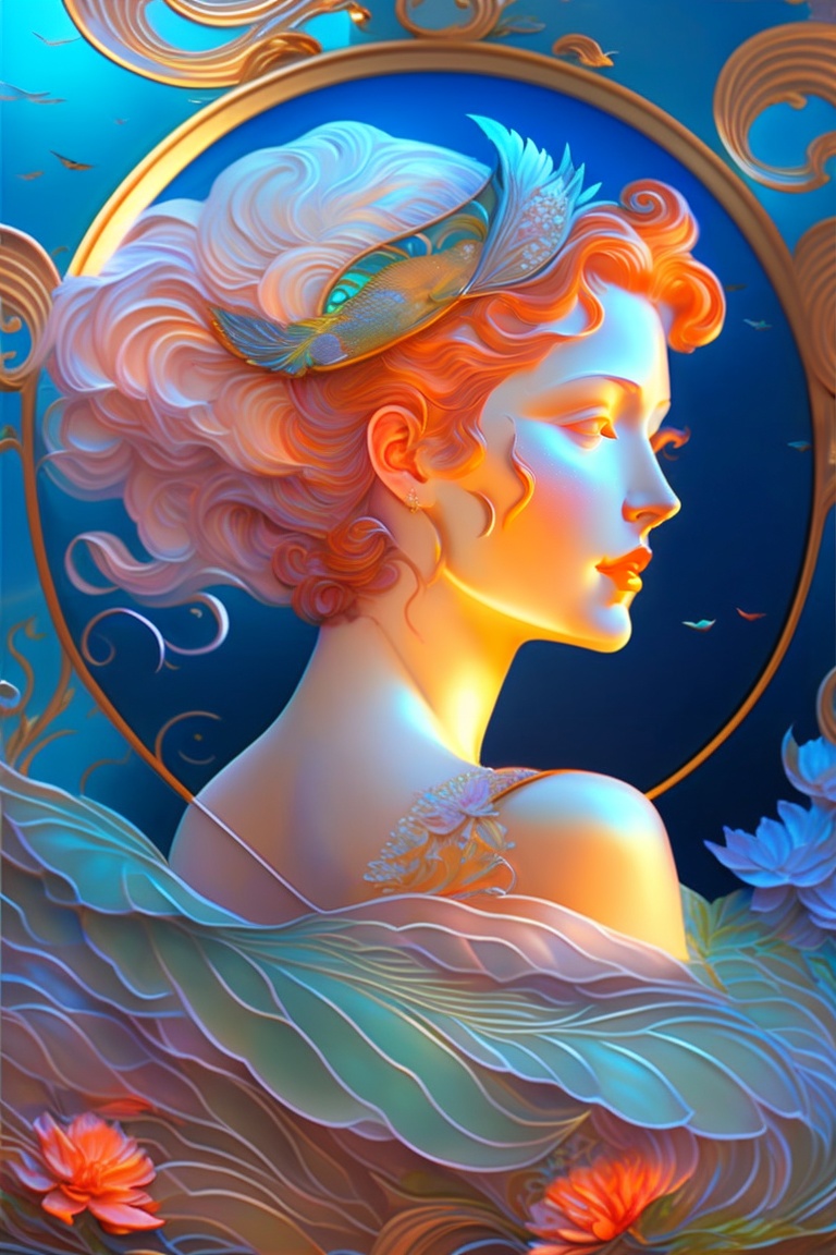 Lexica - Nouveau mermaid realistic animation, alphonse mucha, james ...