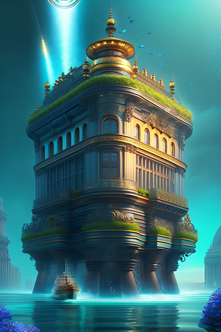 Lexica - Steampunk, underwater city, only landscape, Paris XIX