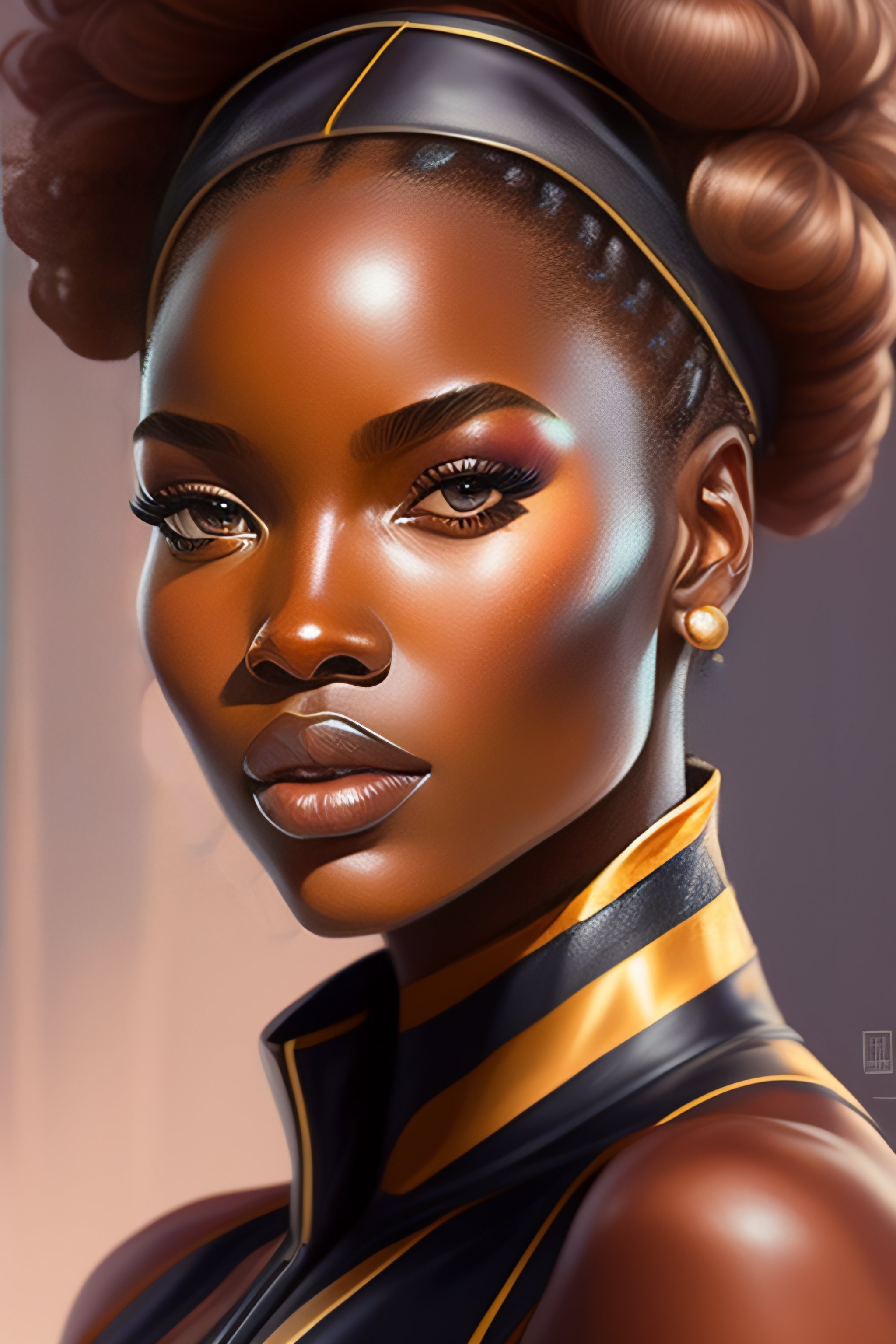 Lexica - Portrait of blonde black girl, jump suit, vivid eyes, real ...