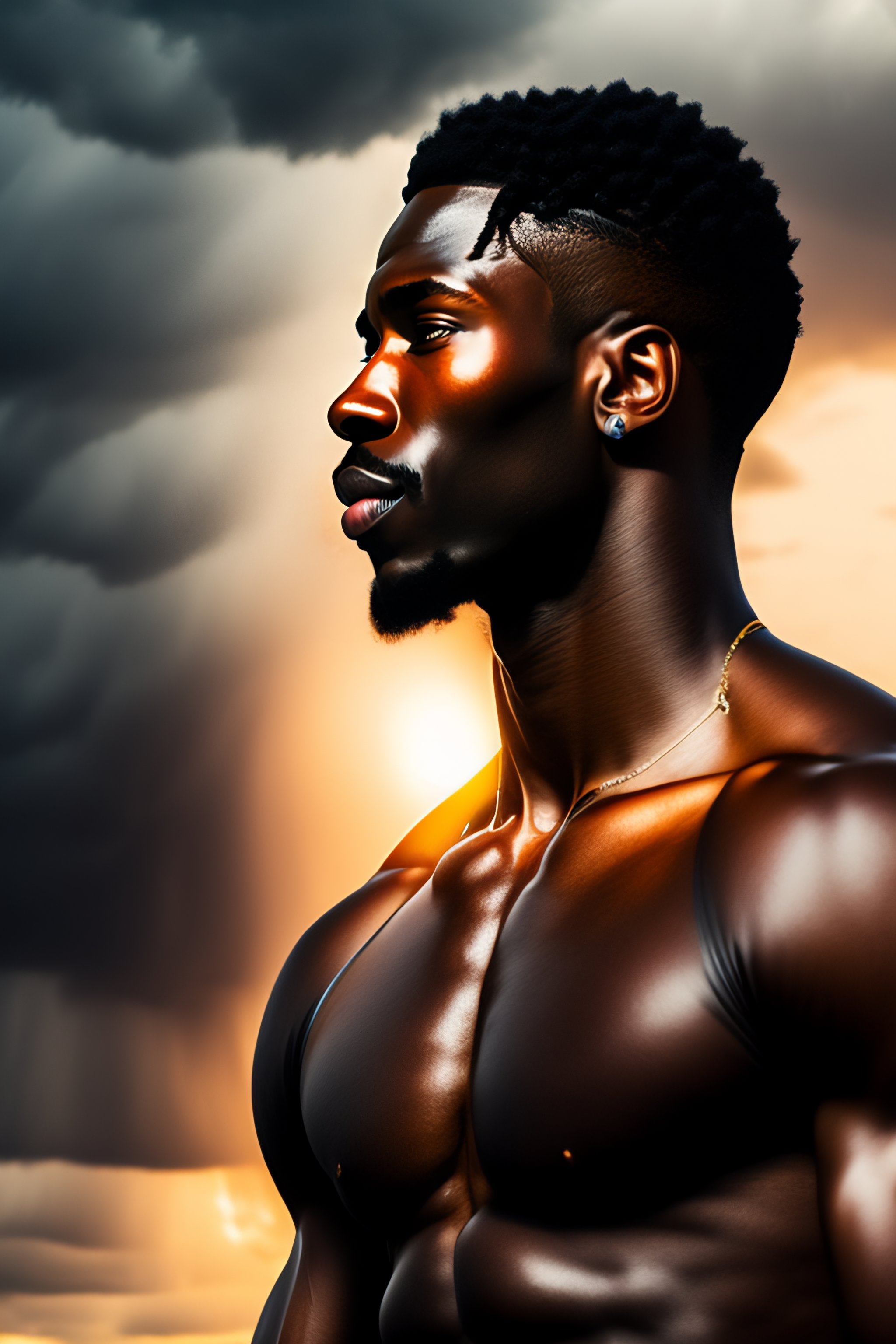 Lexica - Tall black male with thunder and lightening