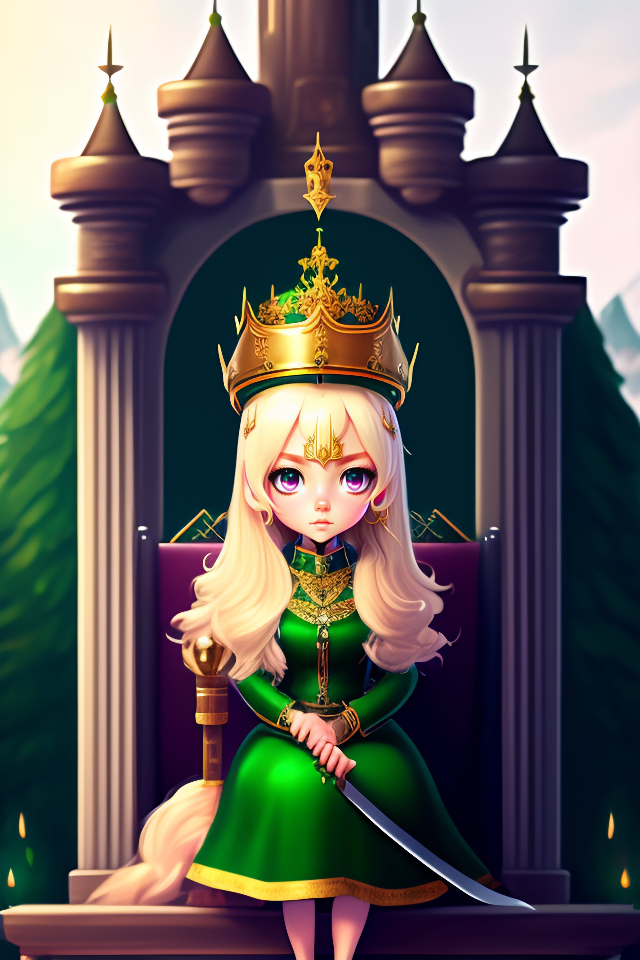Lexica - Cute adorable chibi blonde, dark Green eyes, woman With a ...