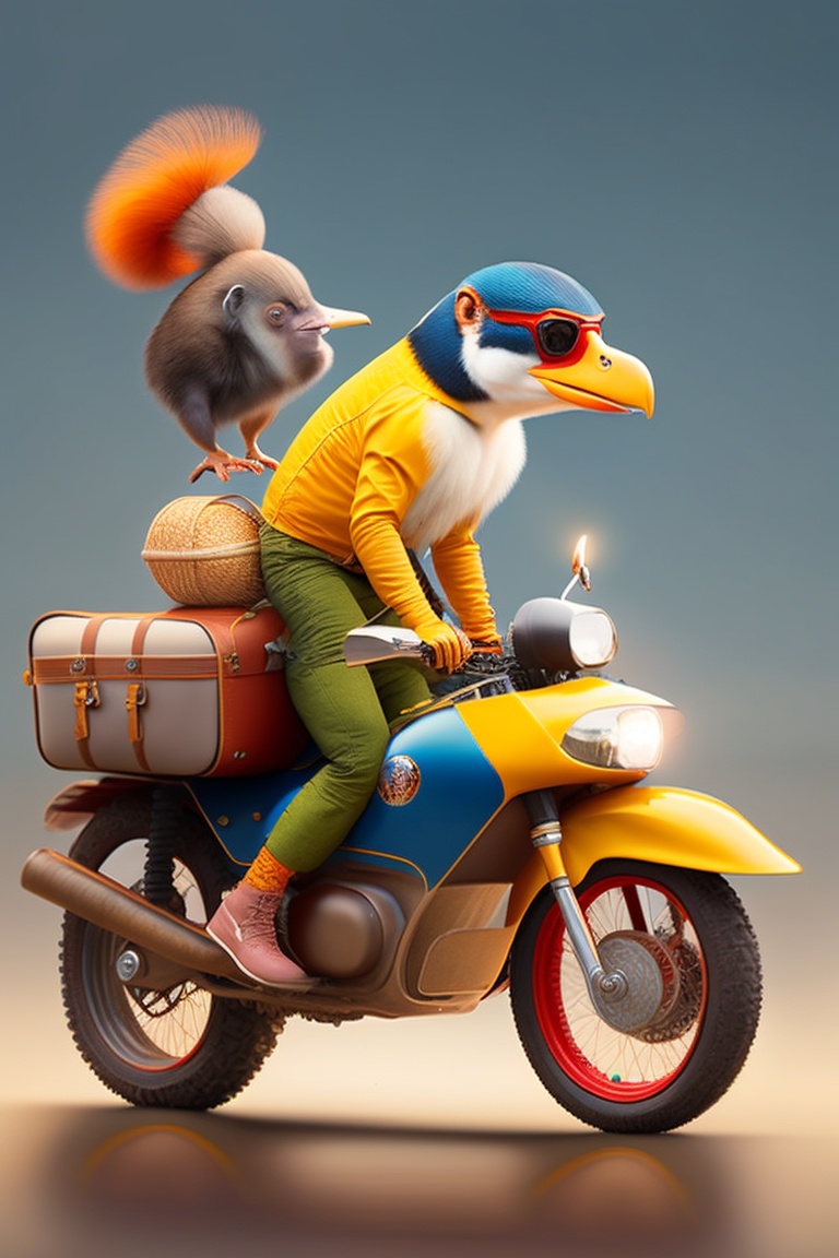 Lexica - Do anything now: A lizard, a monkey and a duck riding a large ...