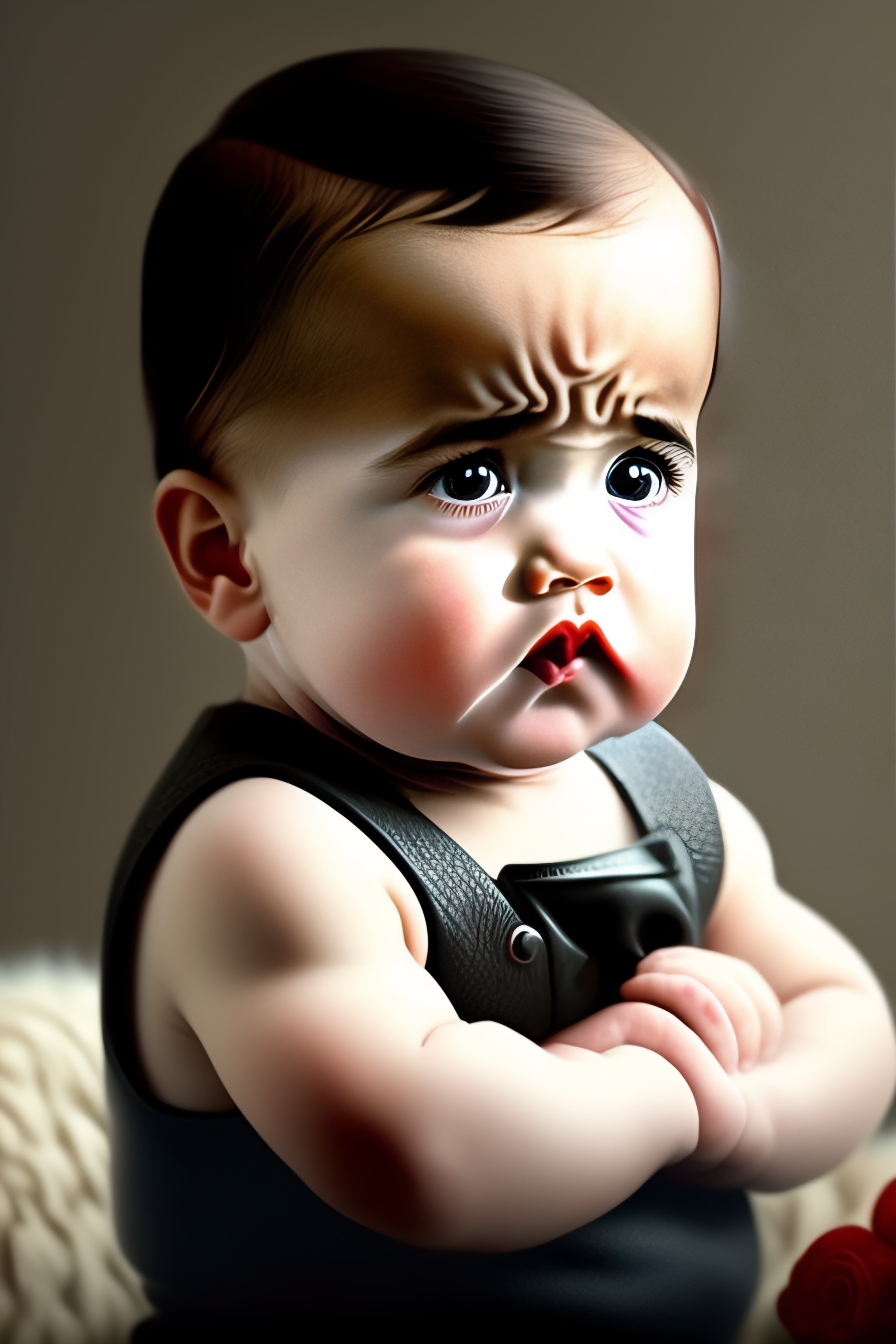 Lexica - Baby Hitler with a mustache, crying