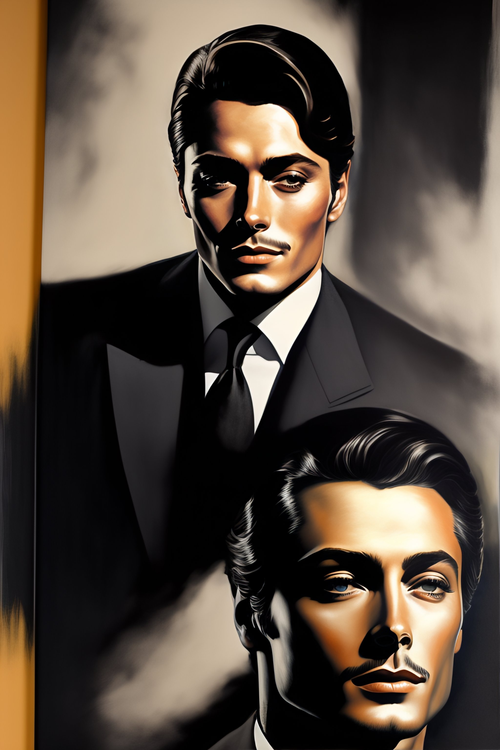 Lexica - Rustic charcoal drawing of alain delon, by Jon Whitcomb