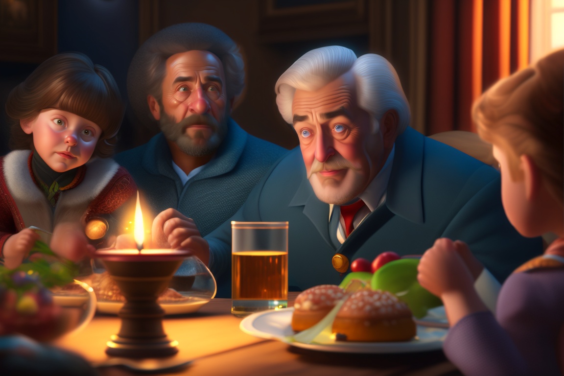 Lexica - A family gathering around a dinner table, Uncle Peter at the ...