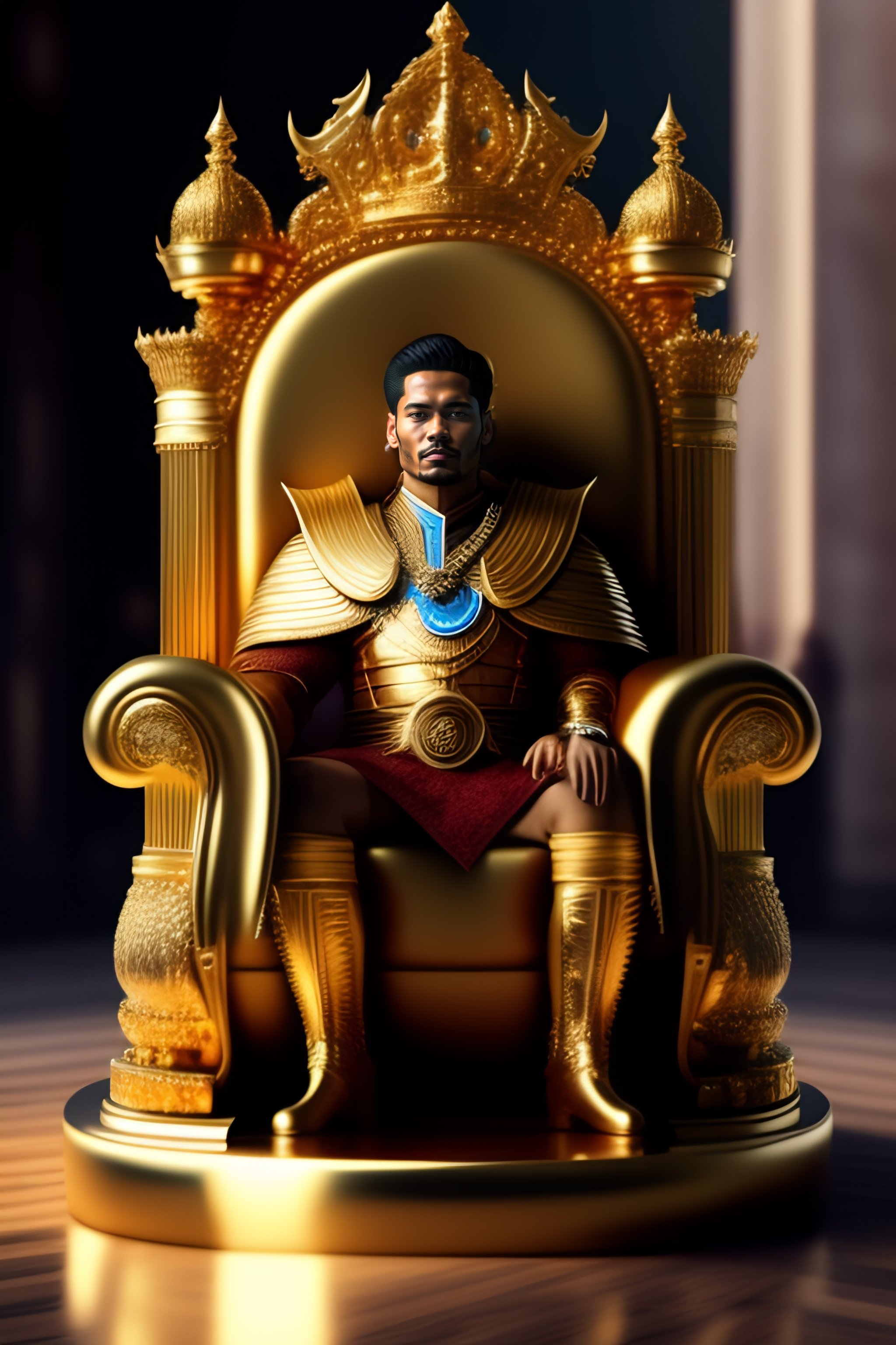 Lexica - A man sitting a throne made of bitcoins