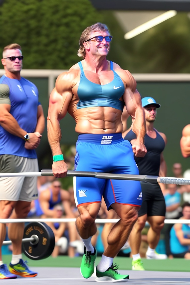 Lexica - Bill Gates in a muscular shape having 6 abs, wearing a tank ...