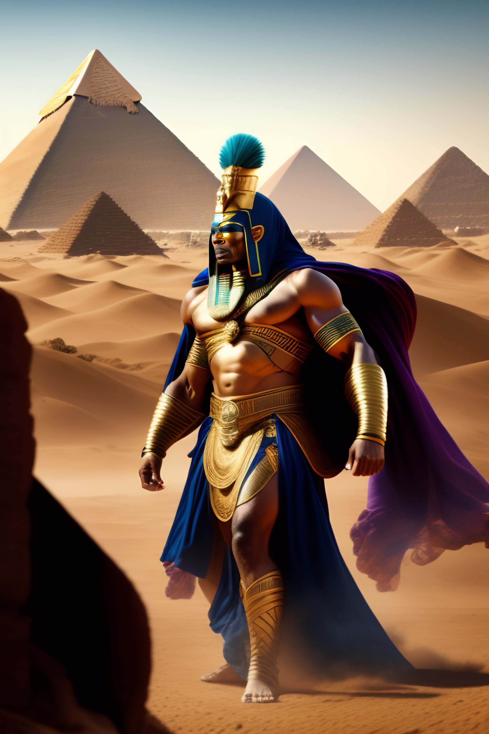 Lexica - A wide shot of Elon musk dressed as an Egyptian pharaoh with ...