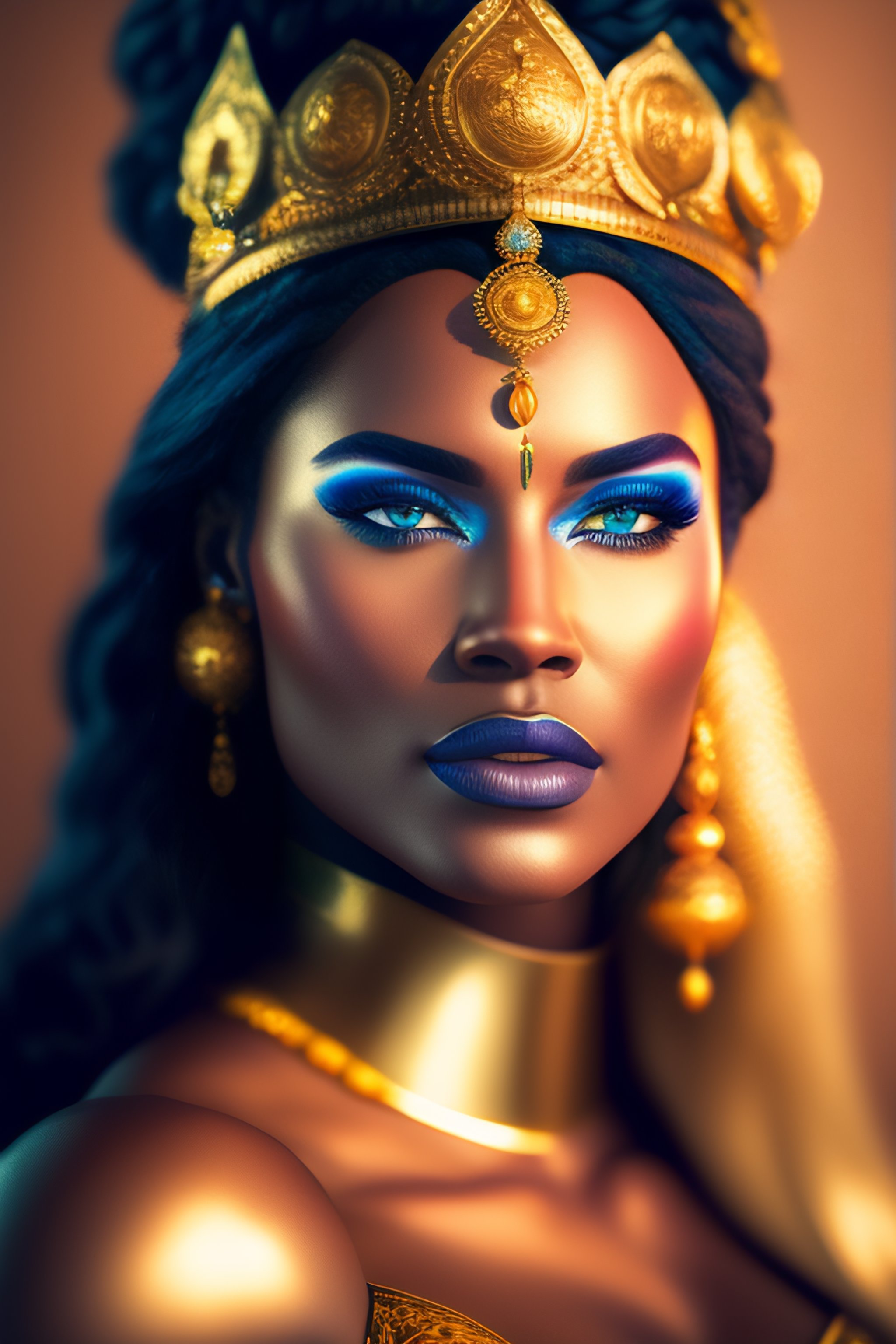 Lexica - Hercules , goddess with golden skin with blue adornments, XF ...