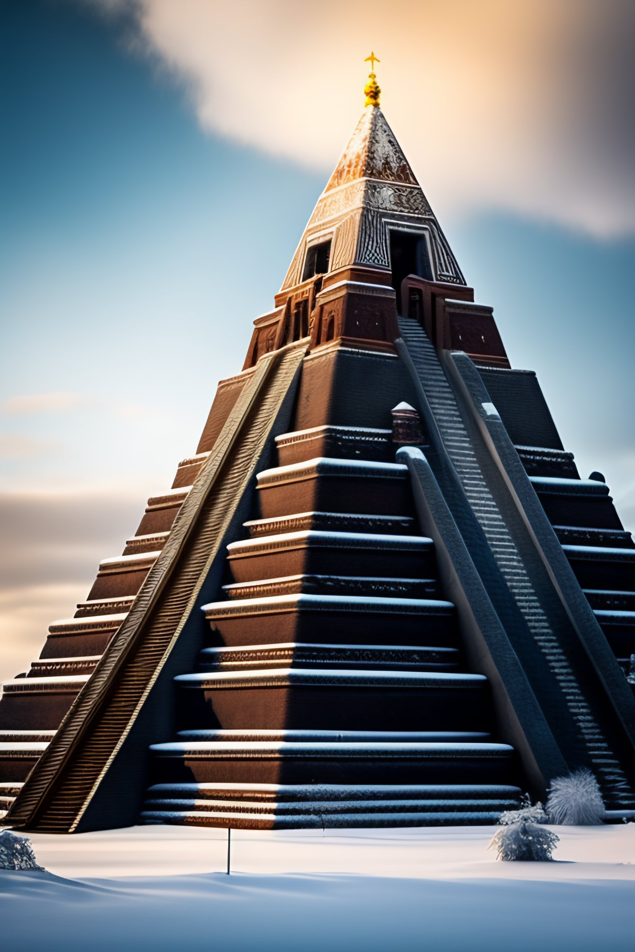 Lexica - Ancient Aztec pyramid in the snow at moscow realistic photo ...