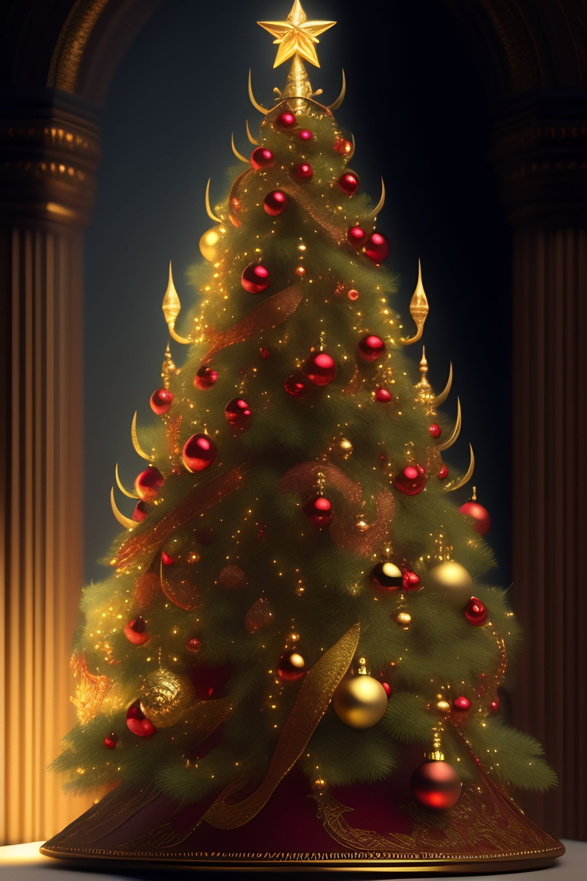 Lexica - Christmas tree, fullsize, by giger, diffuse lighting, fantasy ...